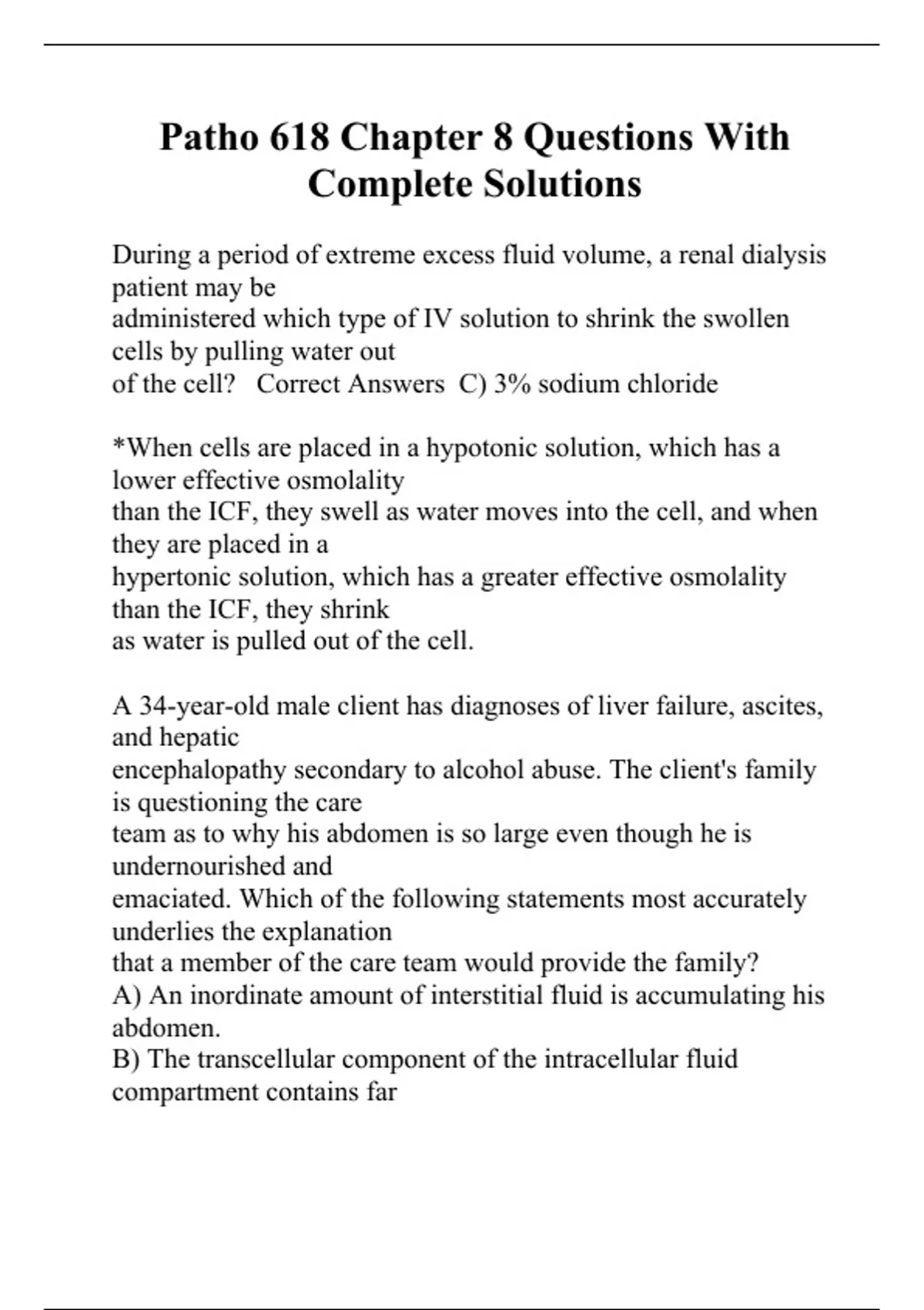 Patho 618 Chapter 8 Questions With Complete Solutions - Patho 618 - Stuvia US