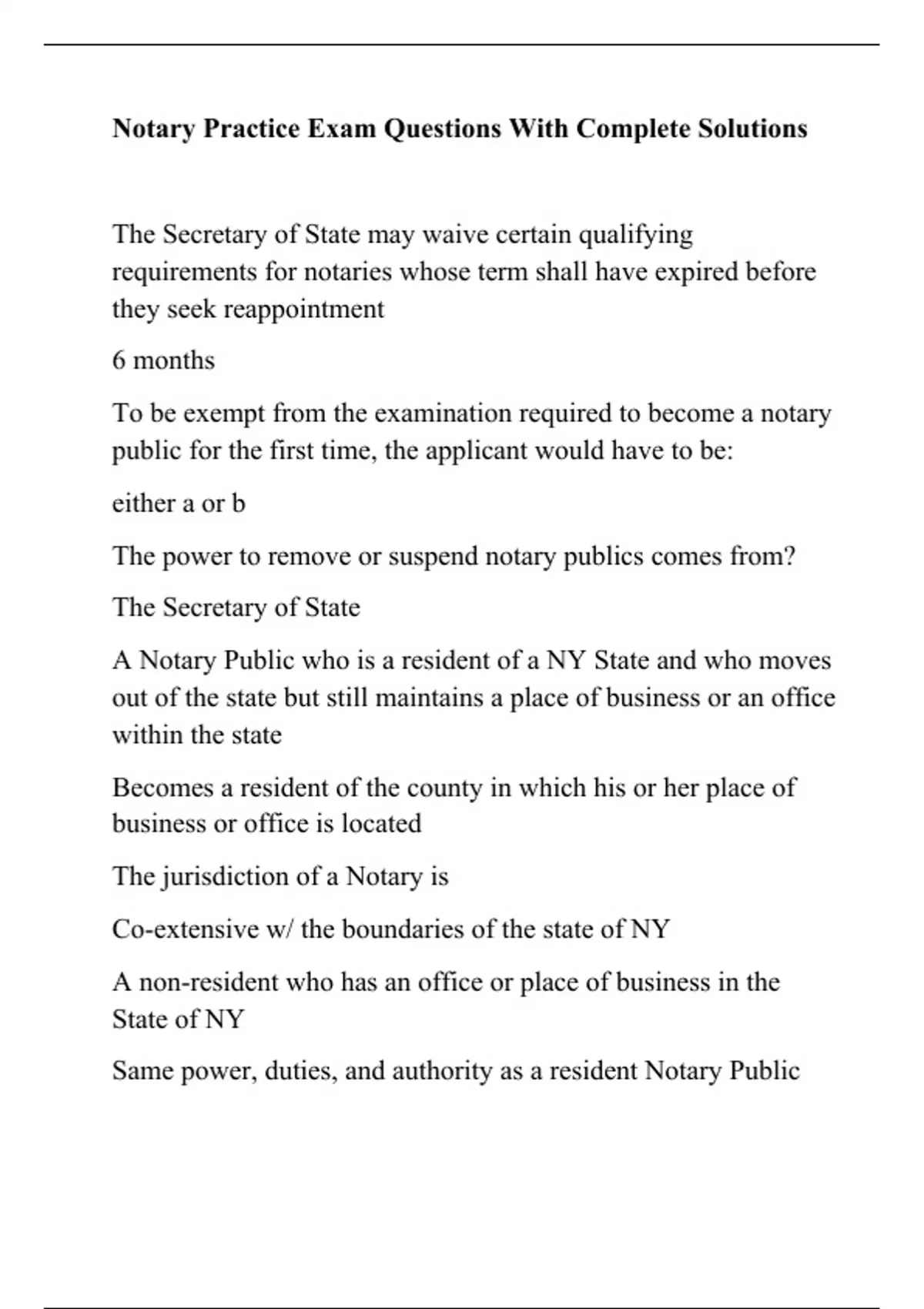 Notary Practice Exam Questions With Complete Solutions - Notary - Stuvia US