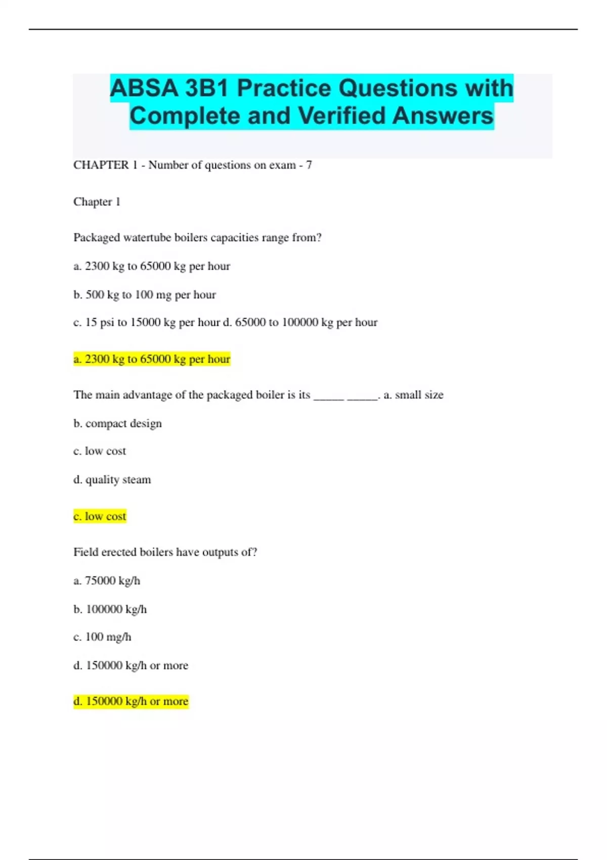 ABSA 3B1 Practice Questions with Complete and Verified Answers - ABSA 3B1 Practice - Stuvia US