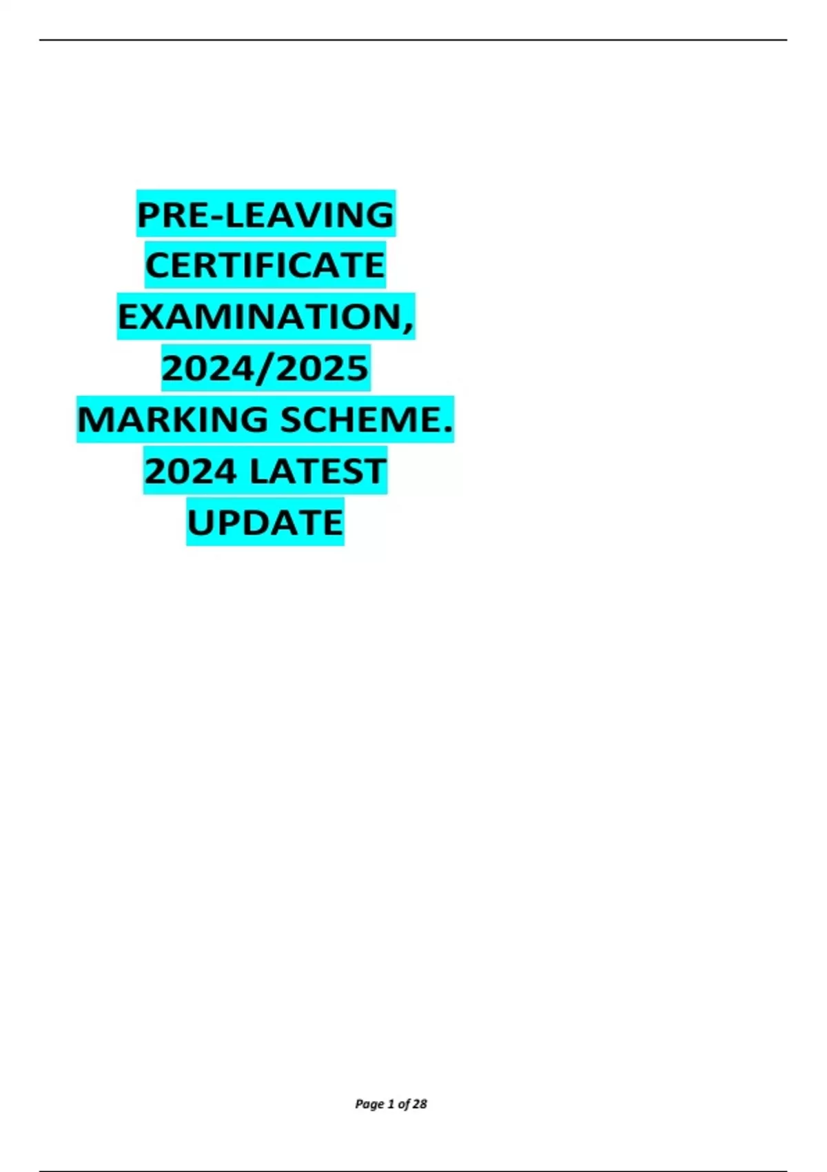 PRE-LEAVING CERTIFICATE EXAMINATION, 2024/2025 MARKING SCHEME. 2024 ...
