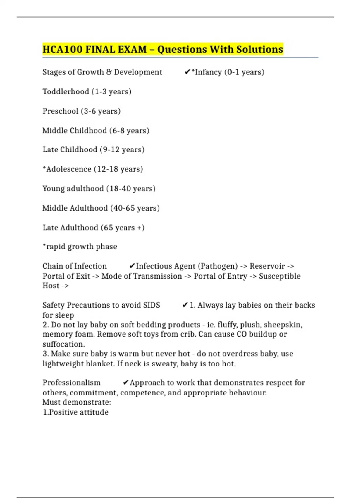 HCA100 FINAL EXAM – Questions With Solutions - HCA100 - Stuvia US