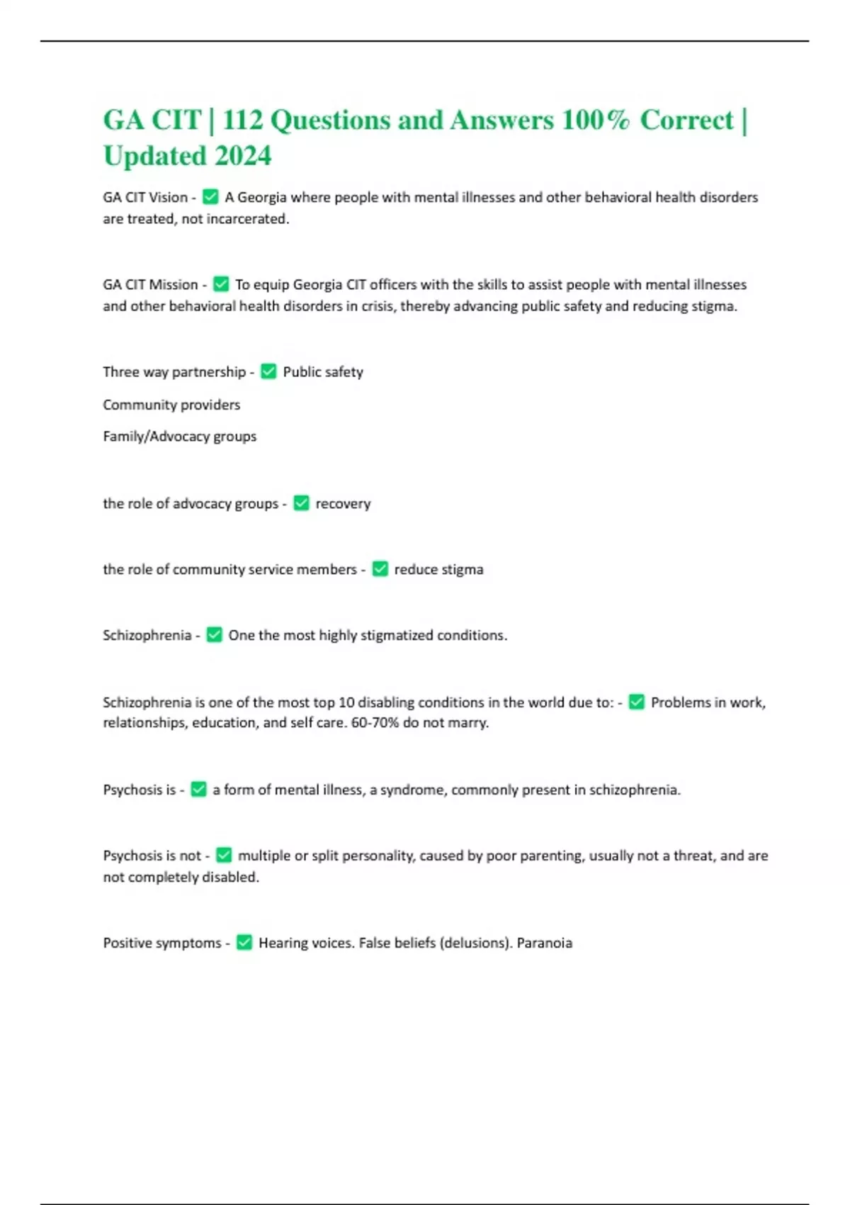 GA CIT | 112 Questions and Answers 100% Correct | Updated 2024 - CIT ...
