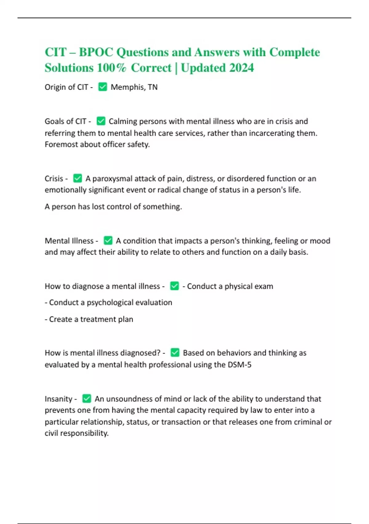 CIT – BPOC Questions and Answers with Complete Solutions 100% Correct ...