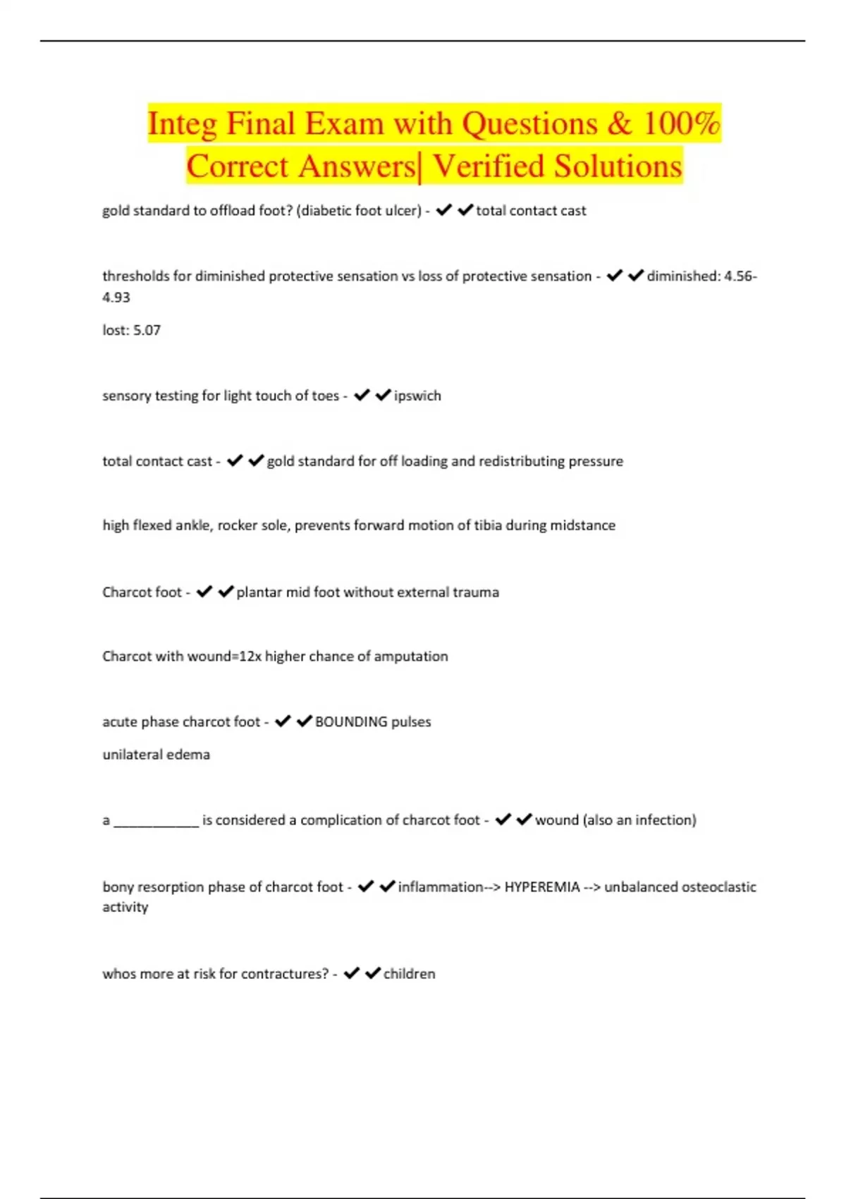 Integ Final Exam with Questions & 100% Correct Answers| Verified Solutions - Integ - Stuvia US