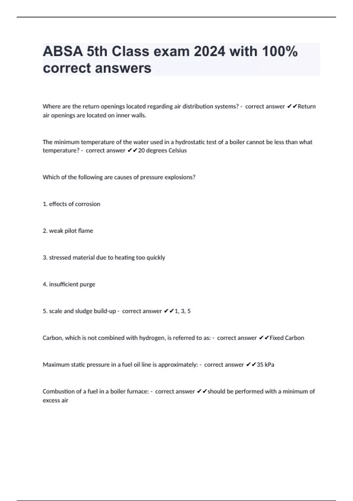 ABSA 5th Class exam 2024 with 100% correct answers - ABSA 5th - Stuvia US
