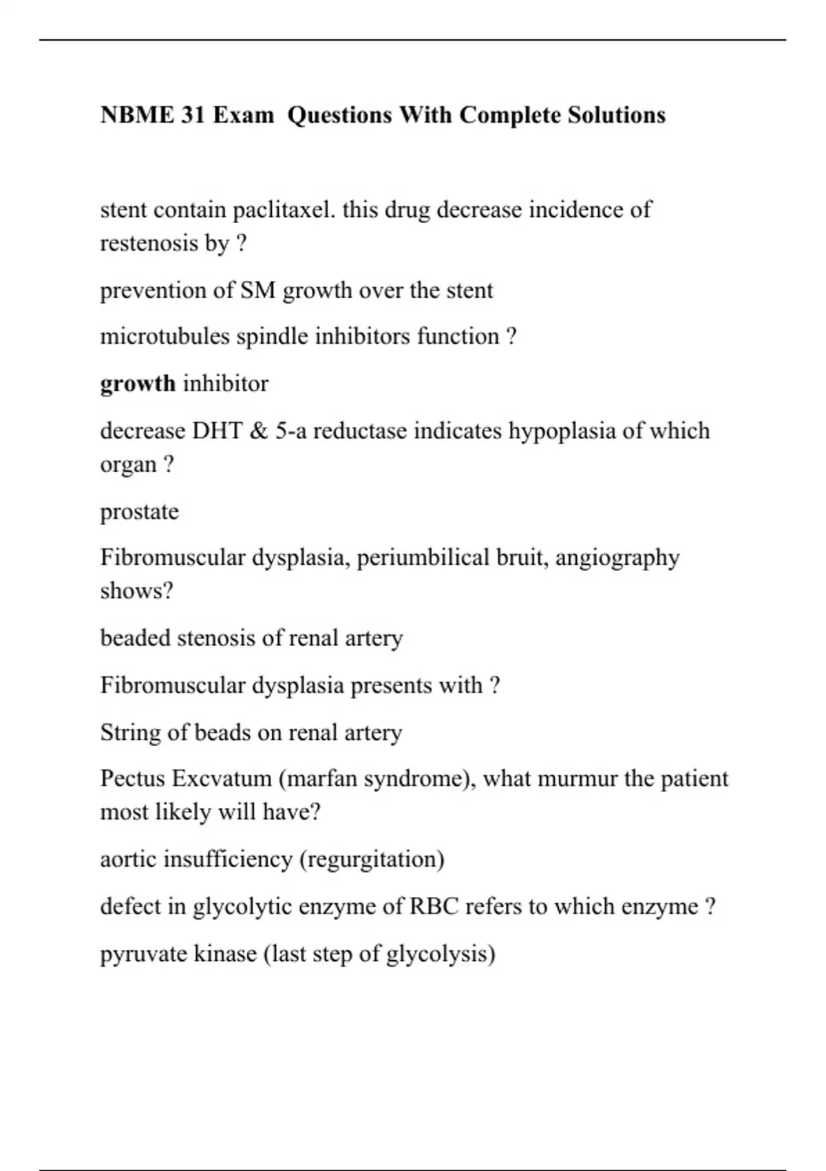 NBME 31 Exam Questions With Complete Solutions - NBME - Stuvia US