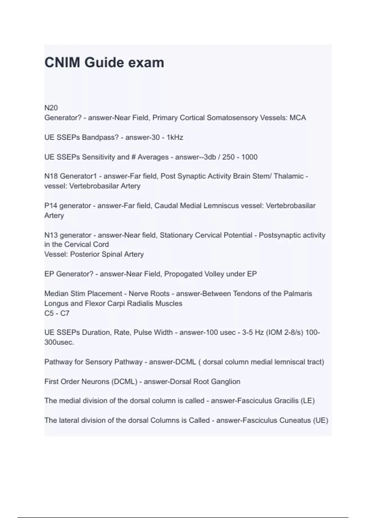 CNIM Guide exam questions with complete solution - CNIM Gu - Stuvia US