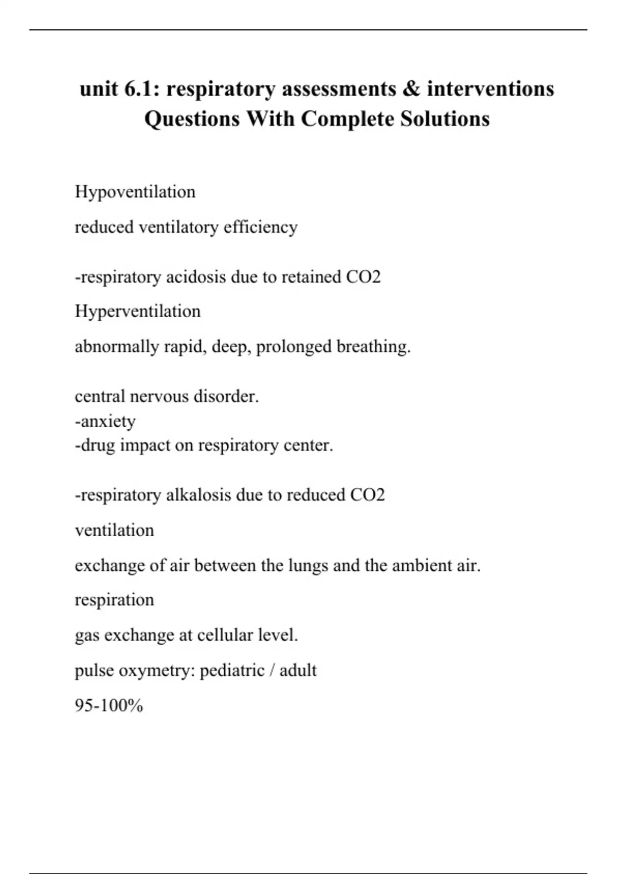 unit 6.1: respiratory assessments & interventions Questions With ...