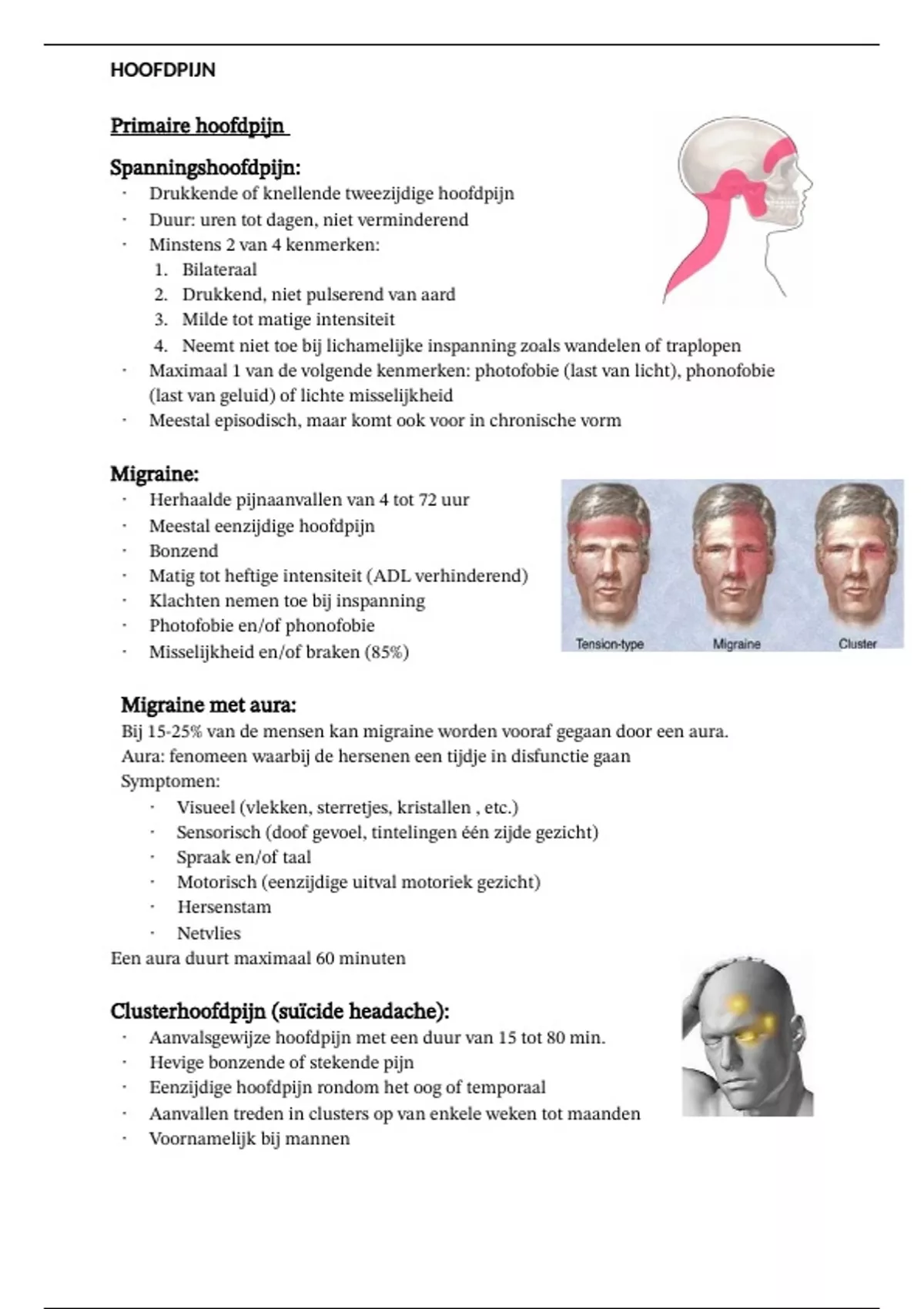 Samenvatting Welke soorten hoofdpijn zijn er ? - Diagnostiek - Stuvia NL