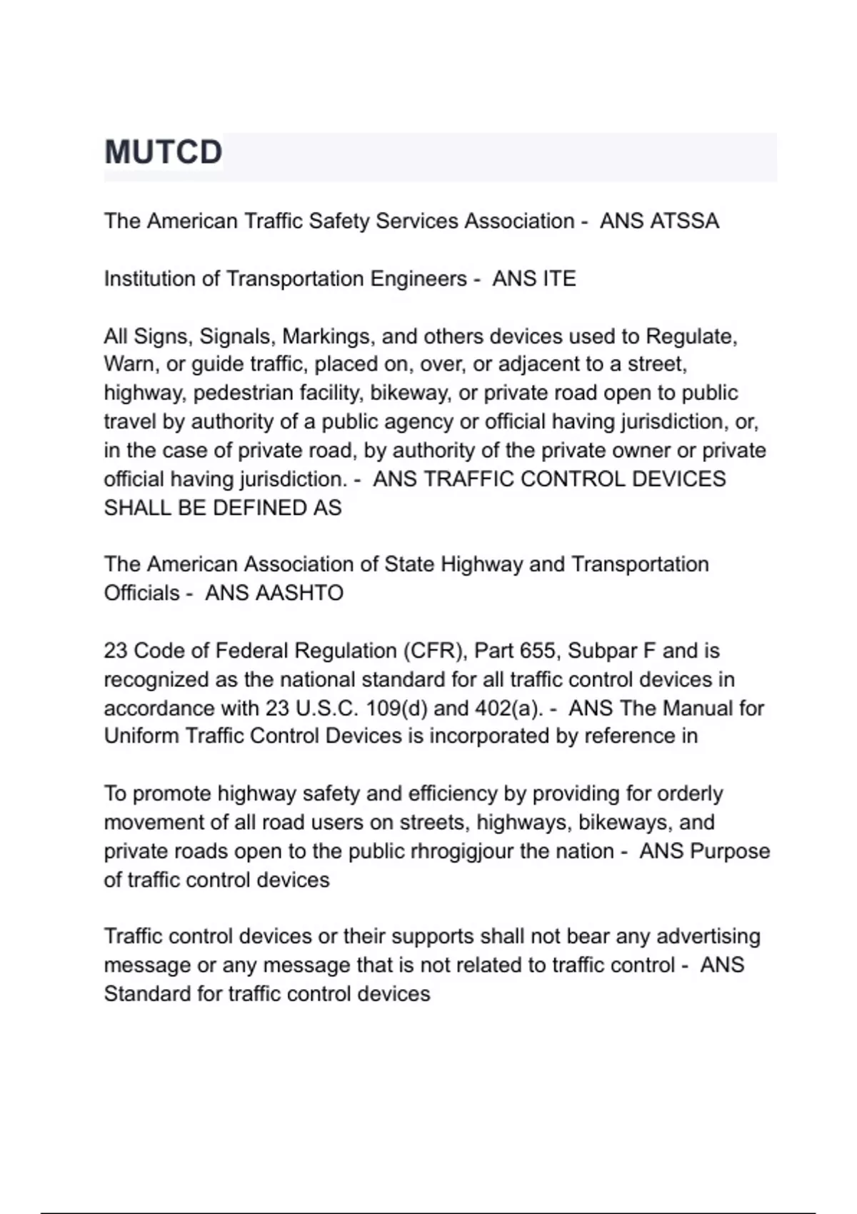 MUTCD Exam Questions with correct Answers 2024/2025( A+ GRADED 100% ...