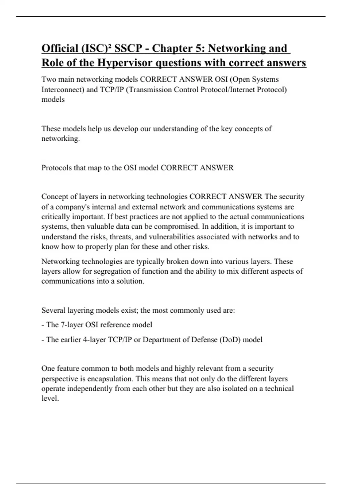 Official (ISC)² SSCP - Chapter 5: Networking and Role of the Hypervisor ...