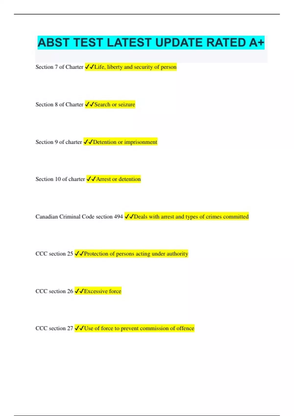 ABST Alberta Basic Security Training Bundled Exams Questions and ...