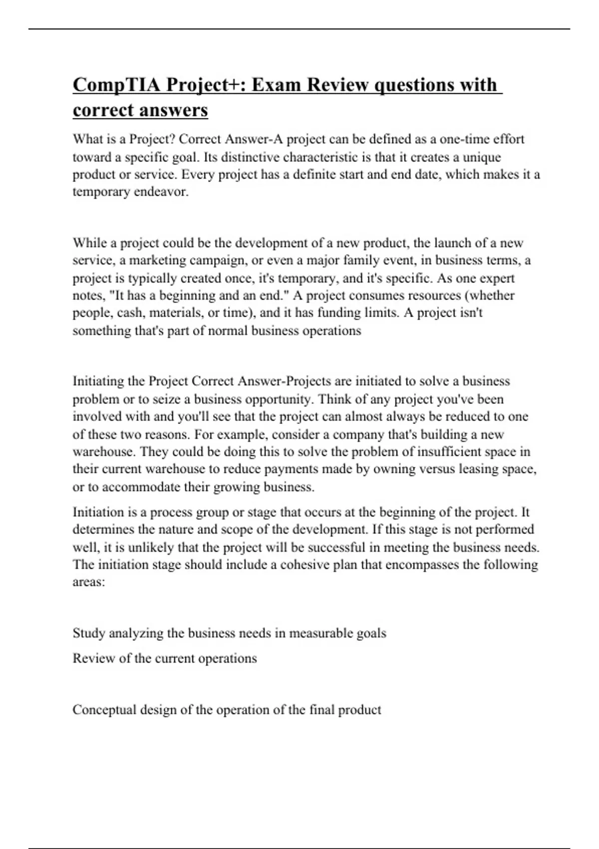 CompTIA Project+: Exam Review questions with correct answers - CompTIA ...