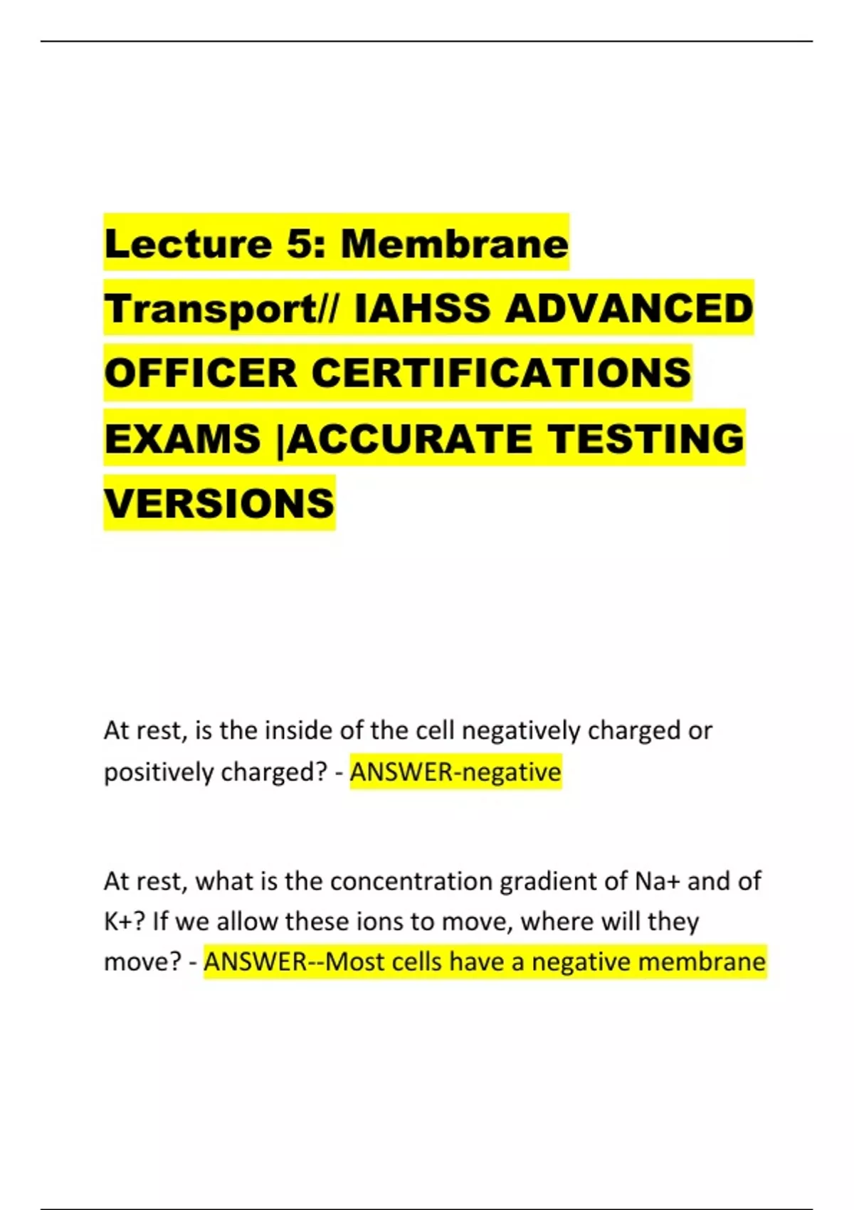 Lecture 5: Membrane Transport// IAHSS ADVANCED OFFICER CERTIFICATIONS ...