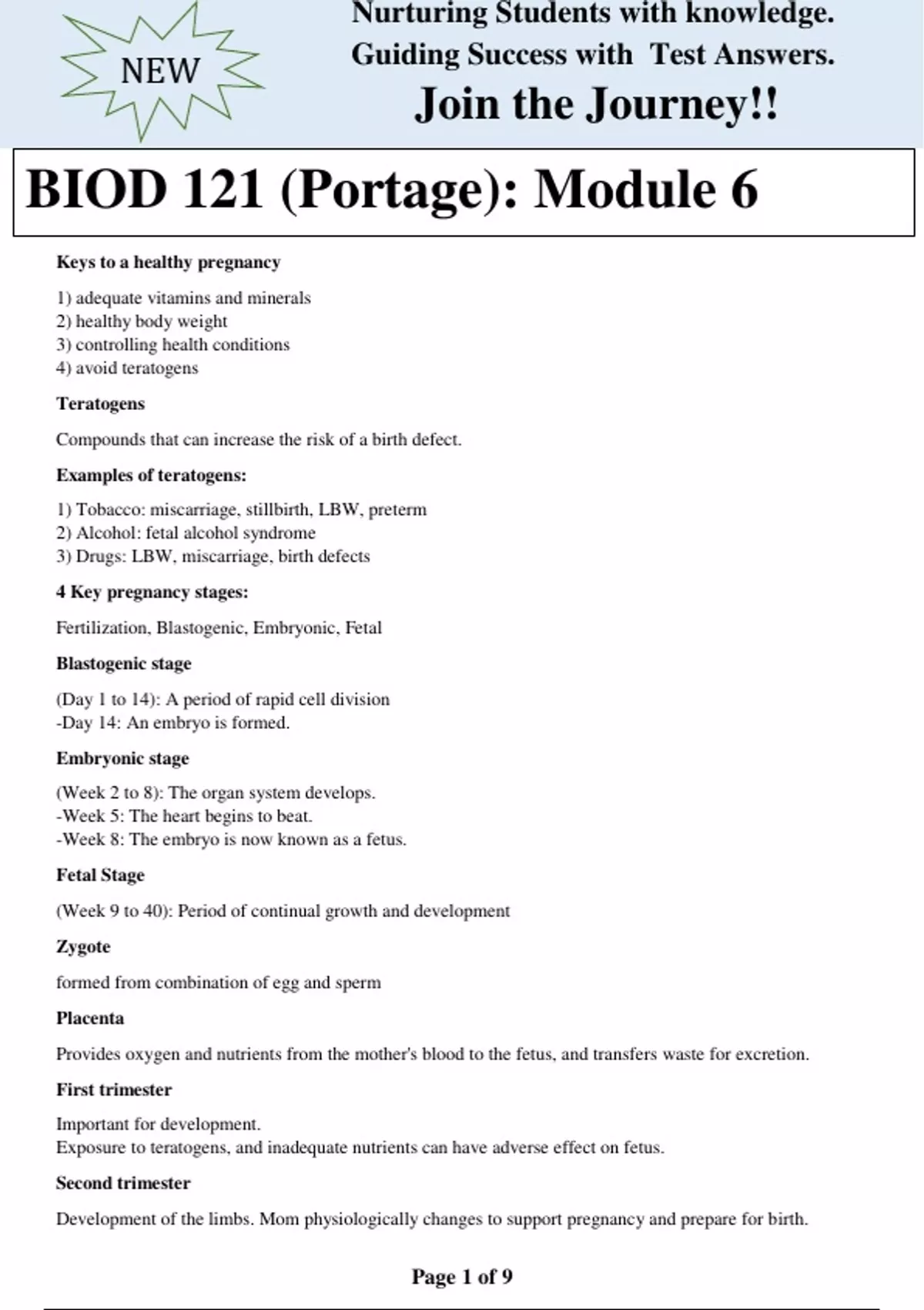 BIOD 121 (Portage): Module 6 Latest Updated A+ Guide Solution - BIOD ...