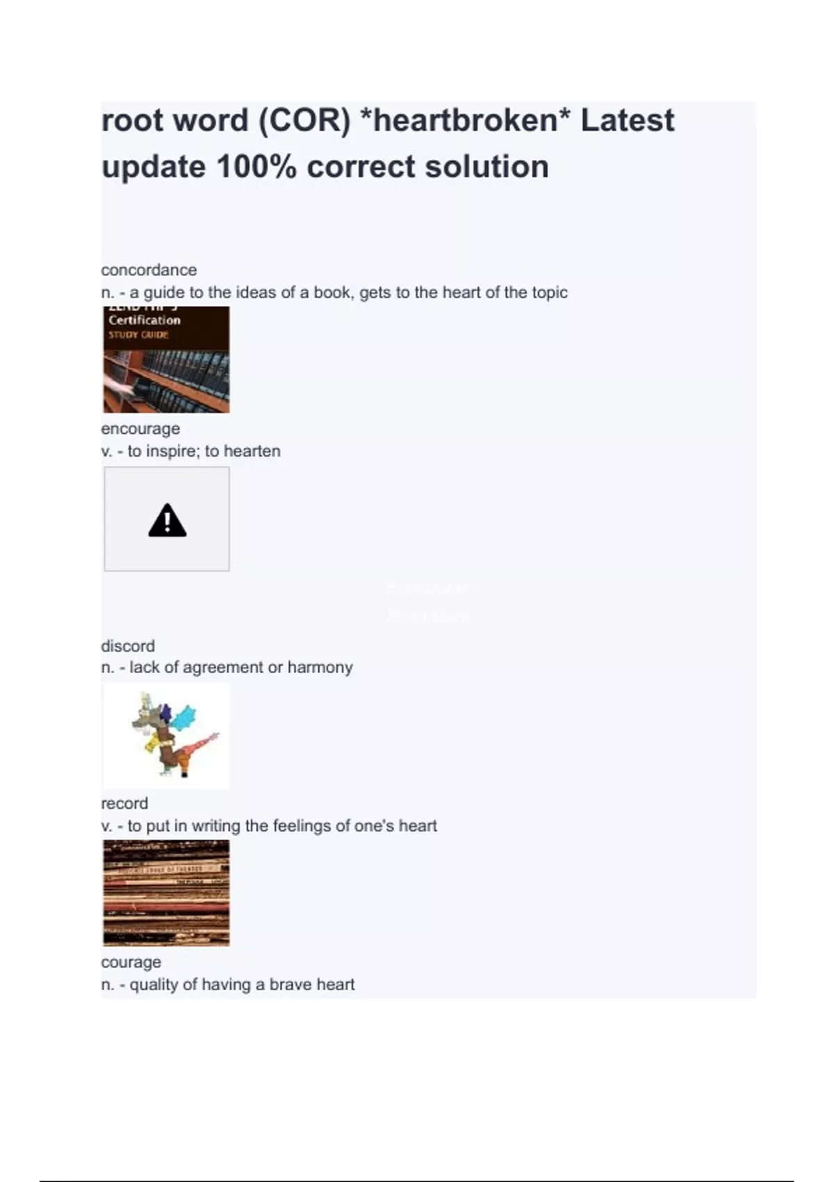 root word (COR) *heartbroken* Latest update 100% correct solution ...