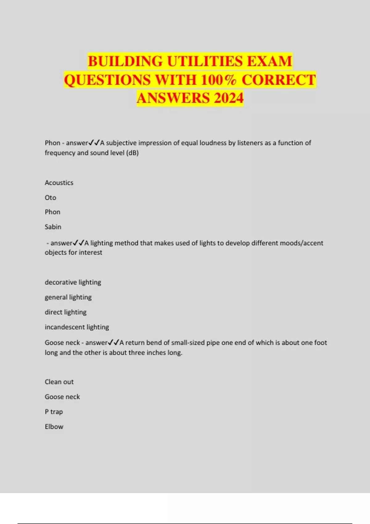 BUILDING UTILITIES EXAM QUESTIONS WITH 100% CORRECT ANSWERS 2024 ...