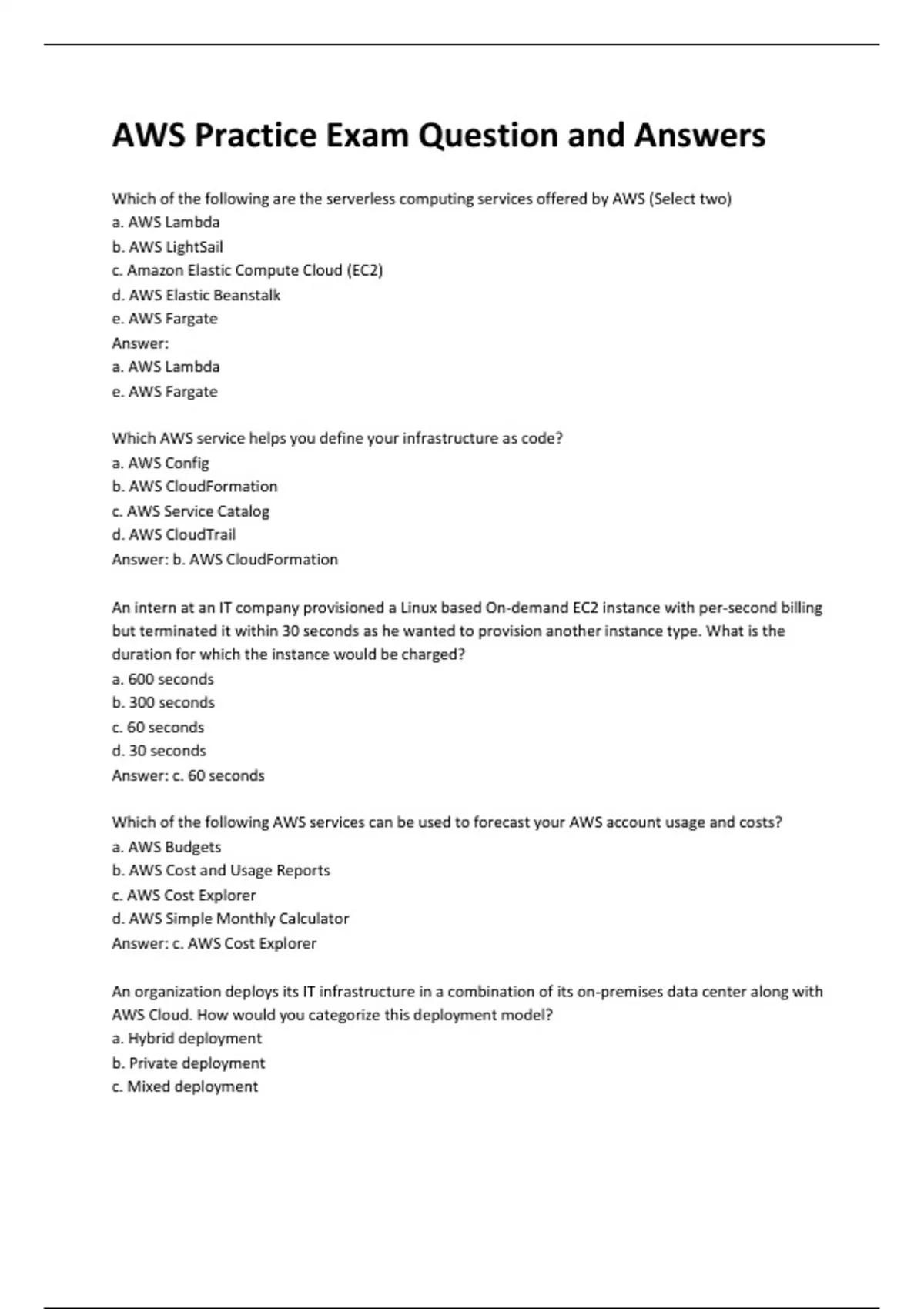 Amazon Web Services (AWS) Secrete Revision Study Guide Exam Test ...