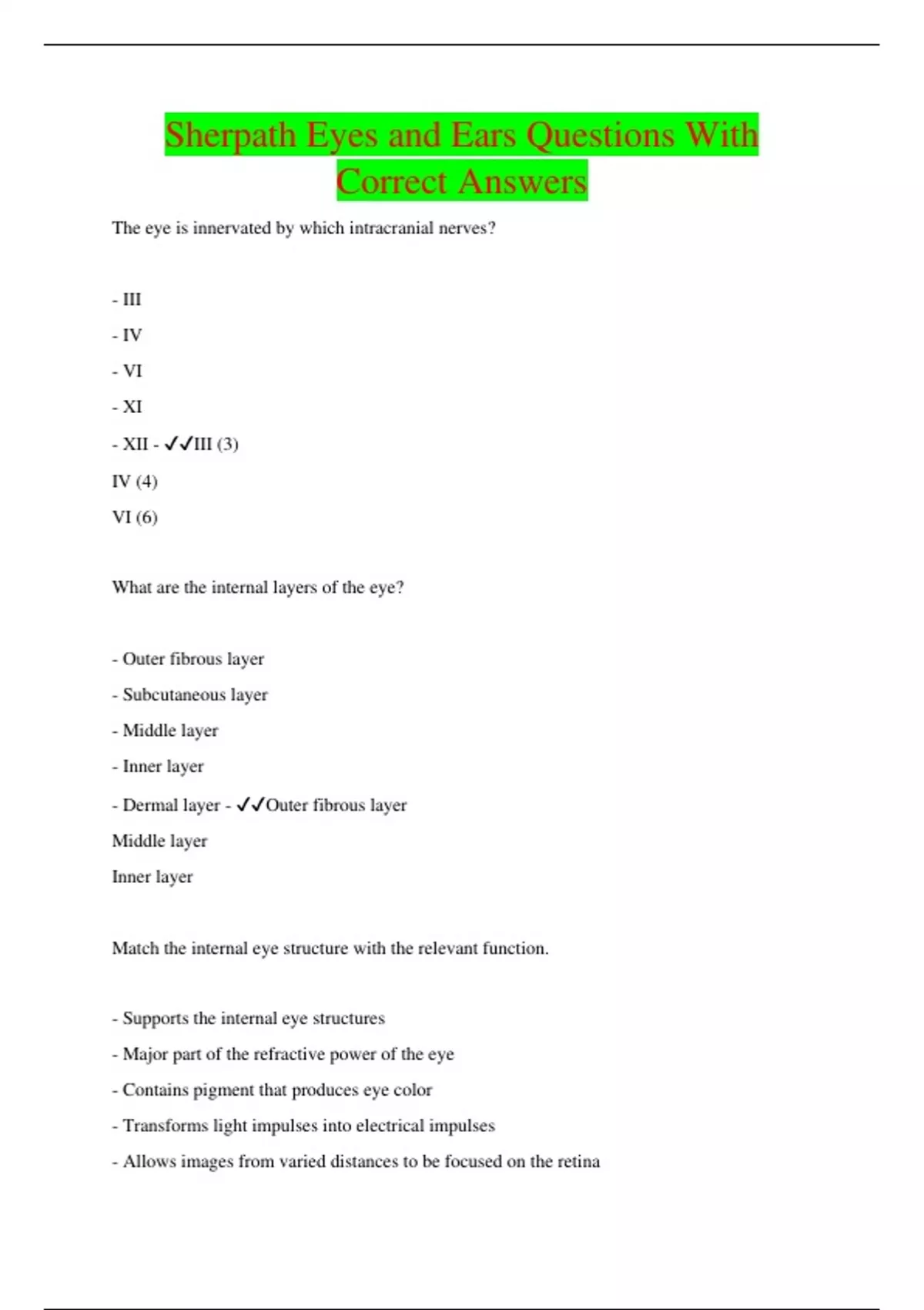 Sherpath- Nursing EXAMS BUNDLE-Questions with Correct Answers/ Verified ...