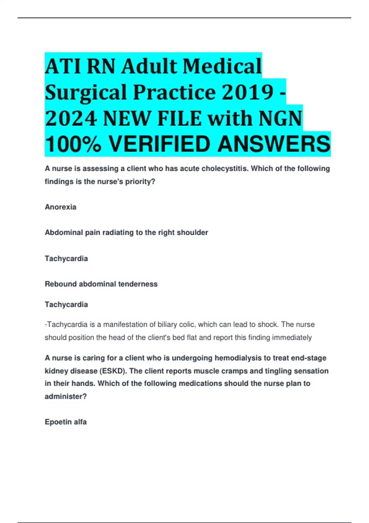ATI RN Adult Medical Surgical Practice NEW FILE with NGN 100% VERIFIED ...