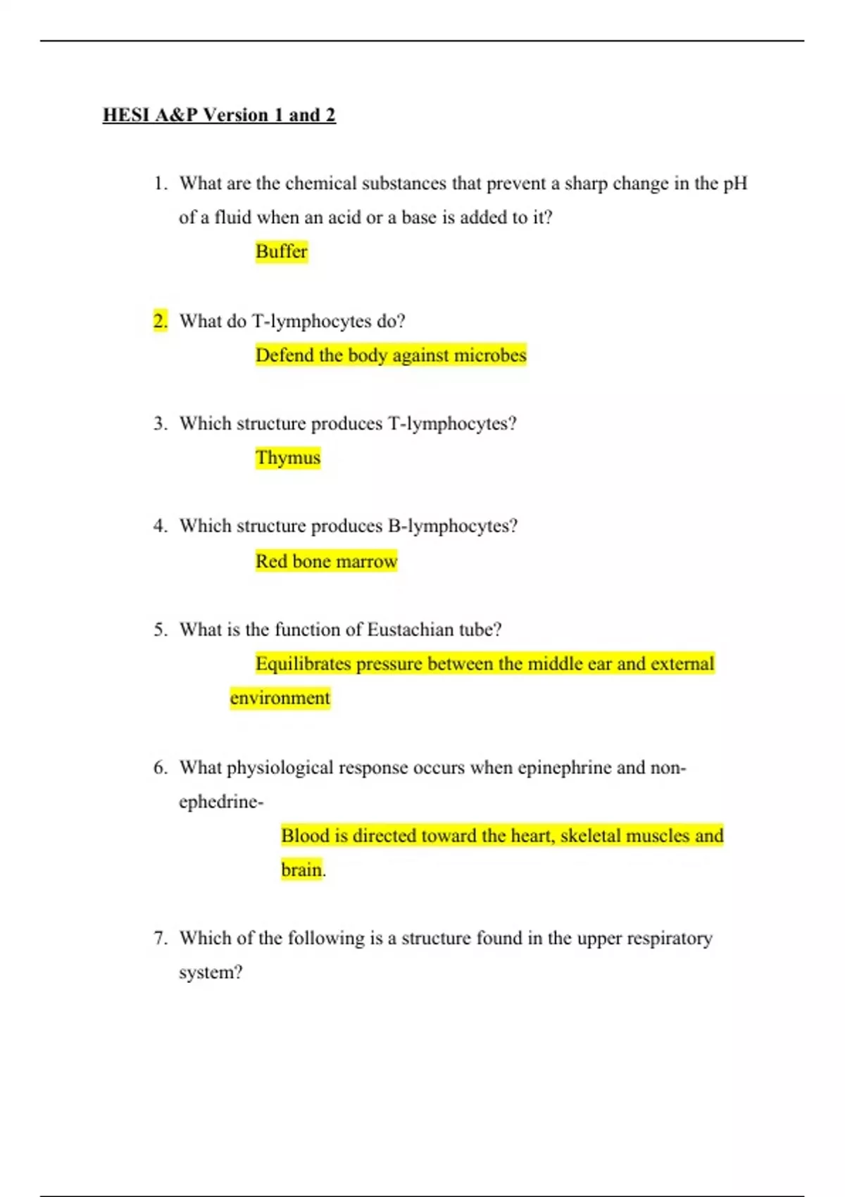 HESI A2 A&P VERSION 1 AND 2 - Hesi a2 A&P - Stuvia US