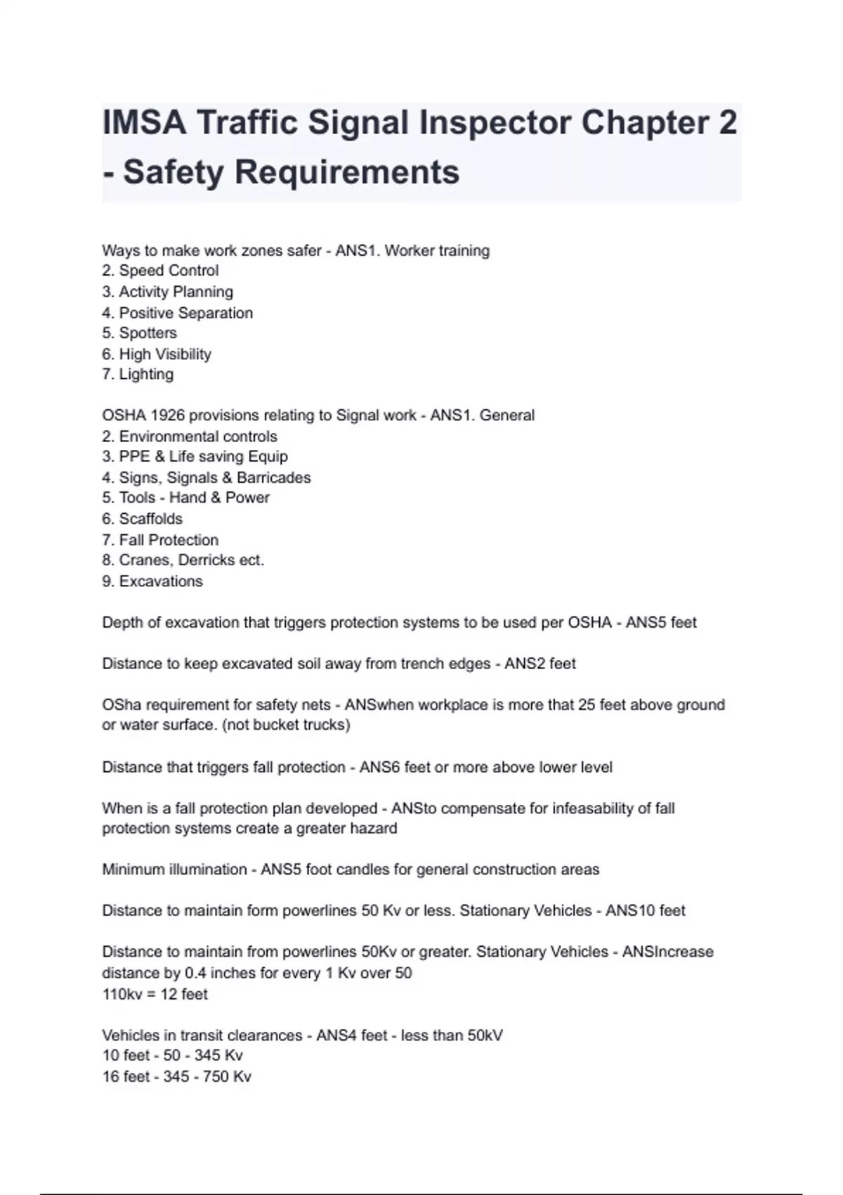 IMSA Traffic Signal Inspector Chapter 2 - Safety Requirements 2024/2025 ...