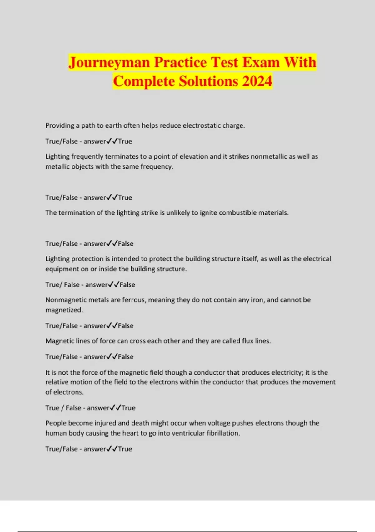 Journeyman Practice Test Exam With Complete Solutions 2024 - Journeyman ...