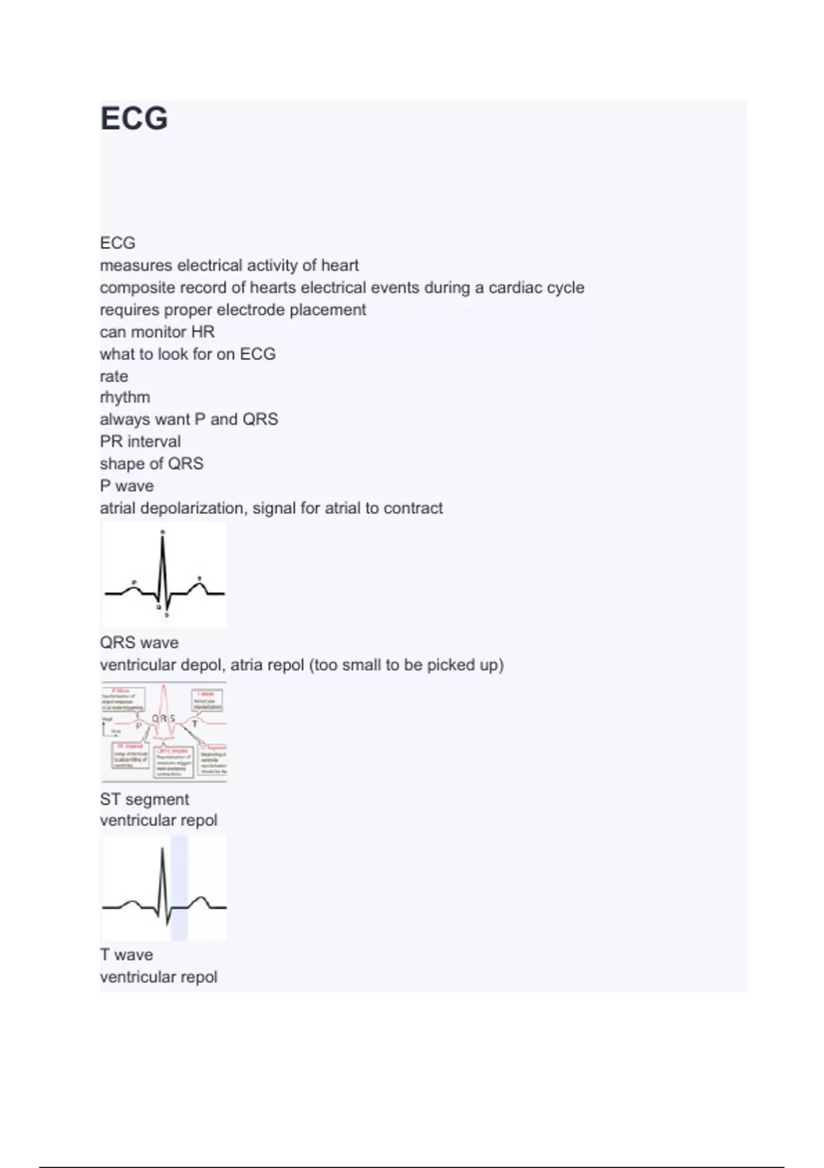 ECG ECG measures electrical activity of heart composite record of ...
