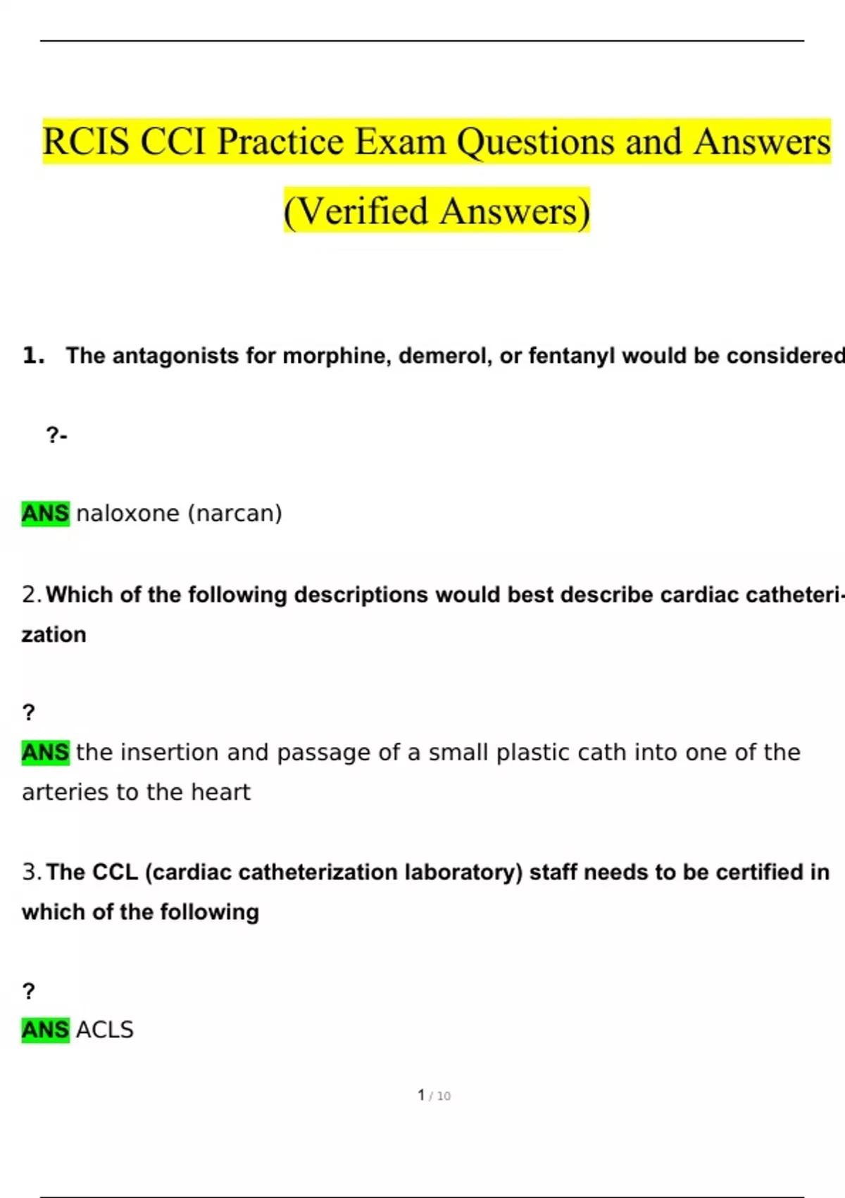 RCIS CCI Exam Practice Questions and Answers 2024 / 2025 | 100% Verified Answers - RCIS CCI ...