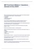 MIP Final Exam Midterm 1 Questions (Quizzes & Ans) 2024!! - MIP - Stuvia US