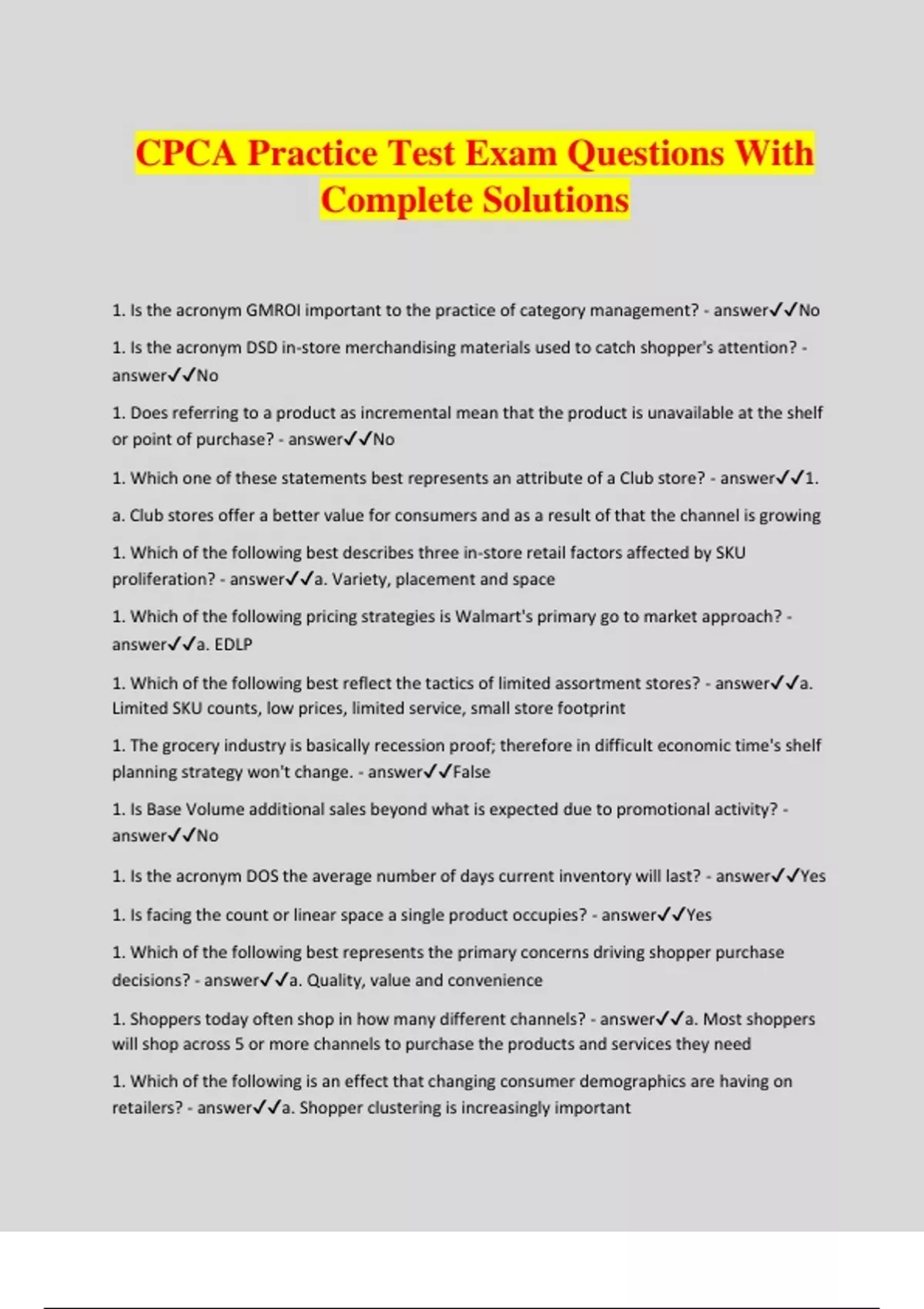 CPCA Bundled Exams 2024 with complete solutions - Stuvia US