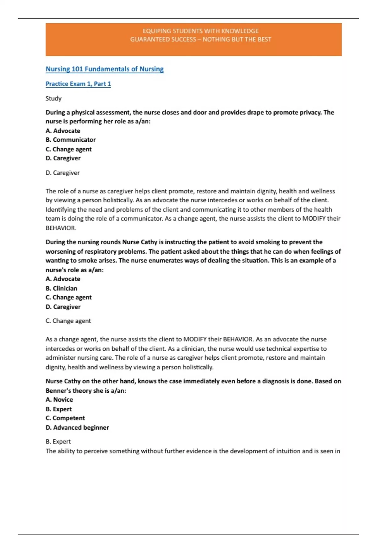 Nursing 101 Fundamentals of Nursing Complete Guide Newest Version ...