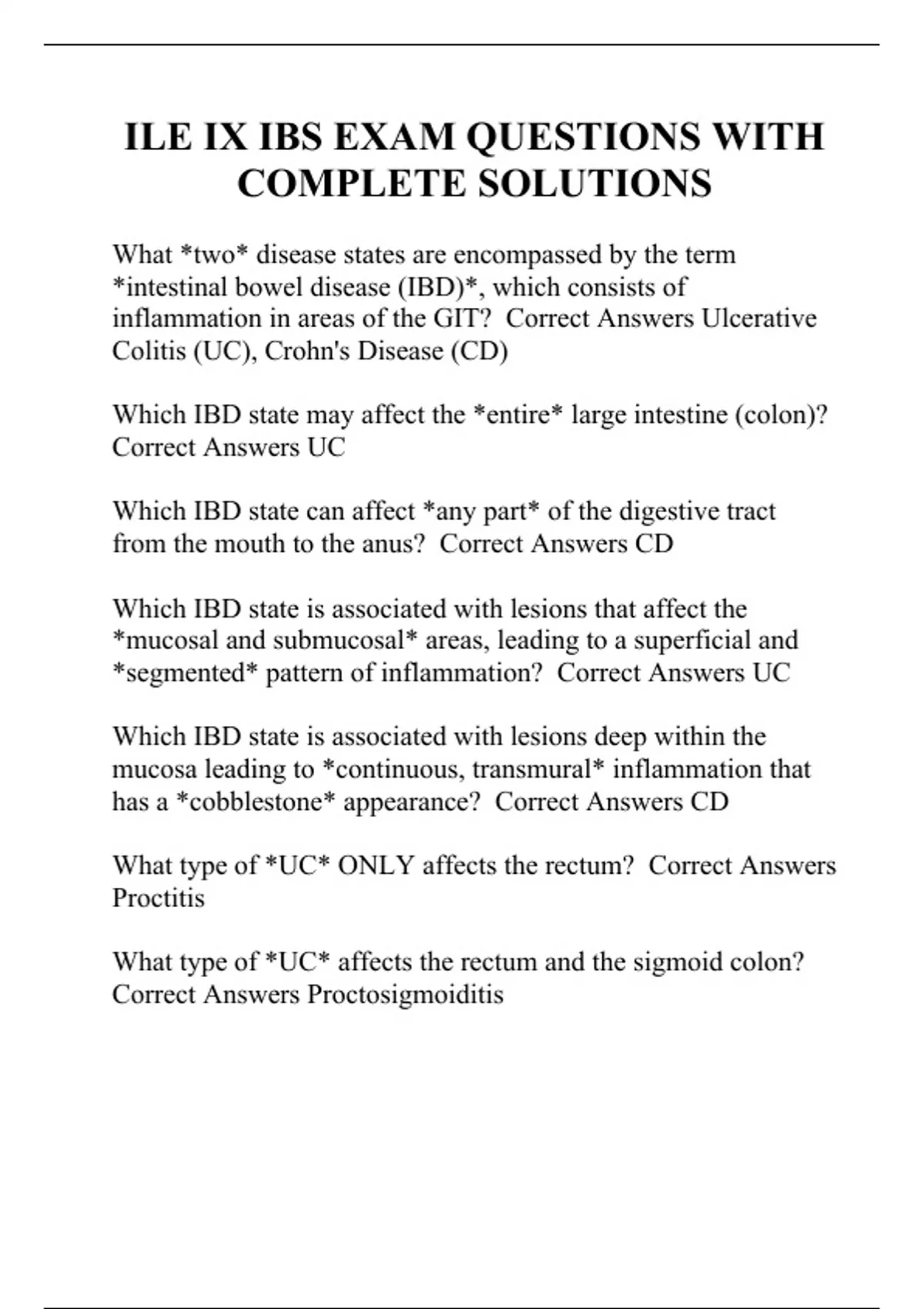 ILE IX IBS EXAM QUESTIONS WITH COMPLETE SOLUTIONS - ILE IX IBS - Stuvia UK