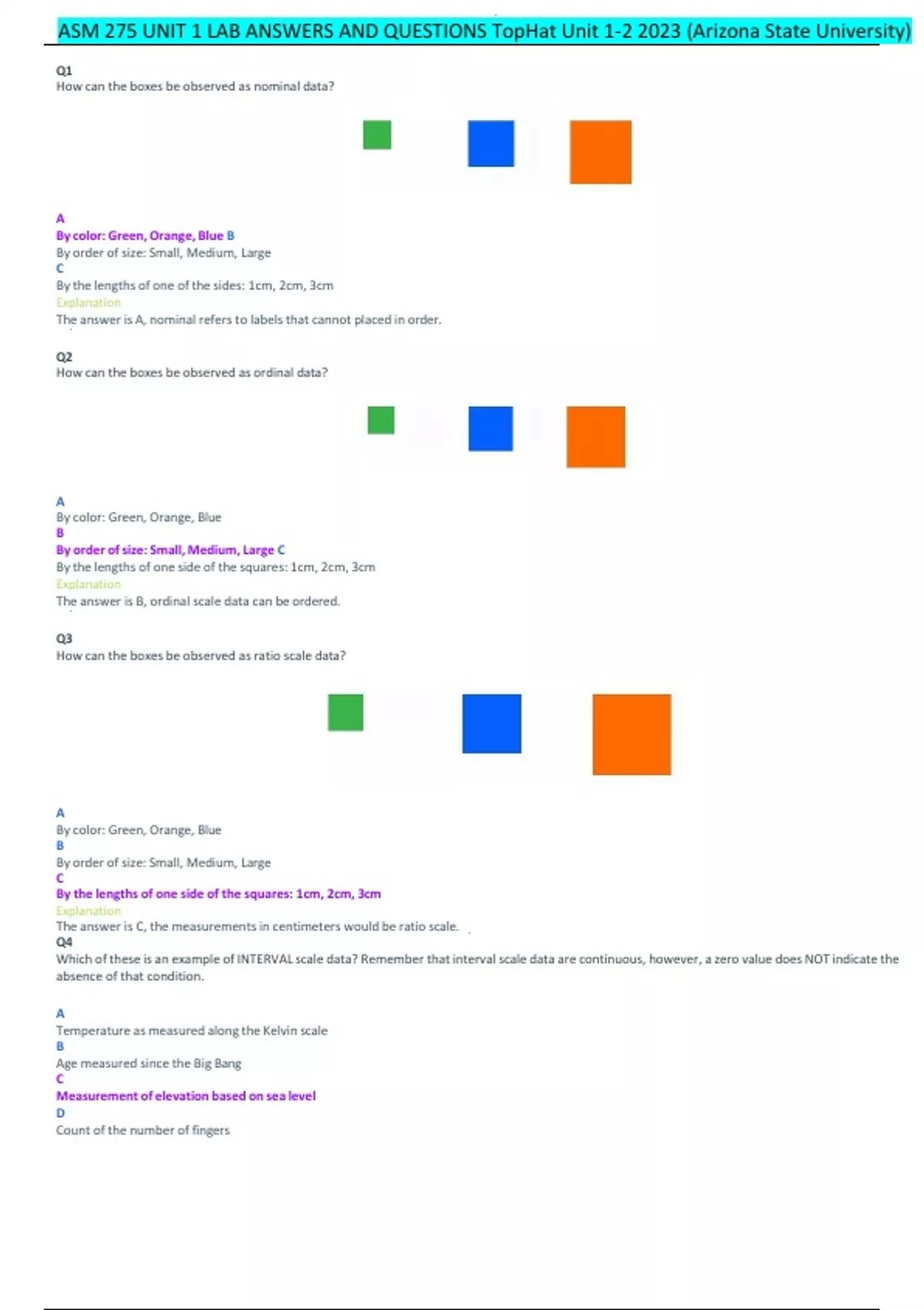 ASM 275 UNIT 1 LAB ANSWERS AND QUESTIONS TopHat Unit 1-2 2023 (Arizona State University) - ASM ...