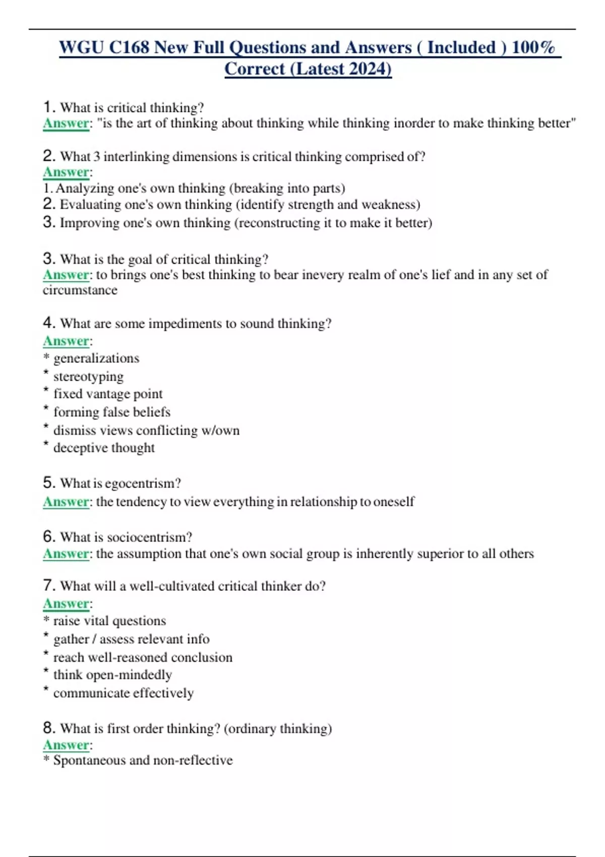 WGU C168 New Full Questions and Answers ( Included ) 100% Correct ...