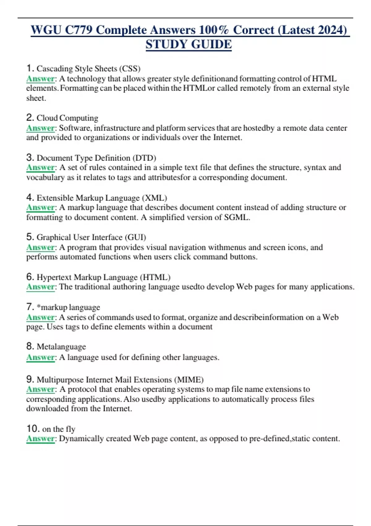 WGU C779 Complete Answers 100% Correct (Latest 2024) STUDY GUIDE - WGU ...