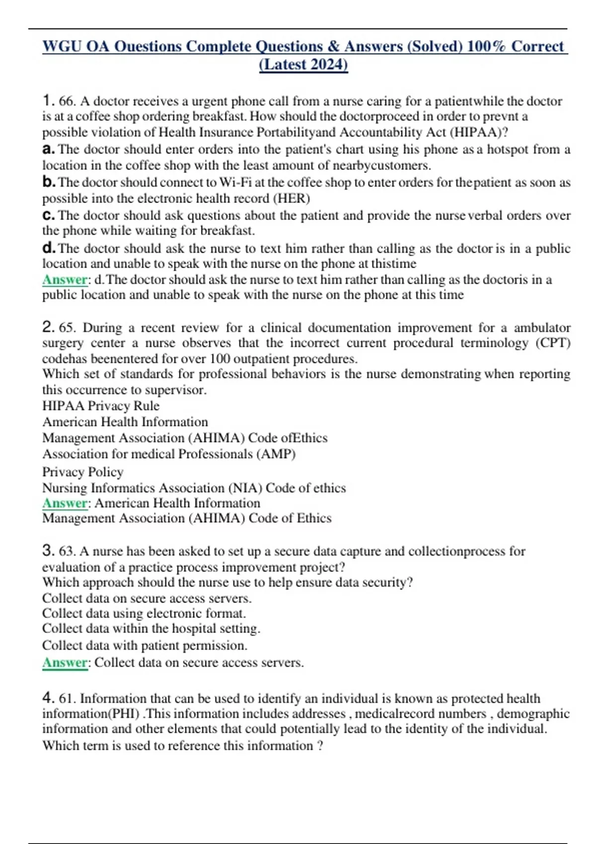 WGU OA Ouestions Complete Questions & Answers (Solved) 100% Correct ...