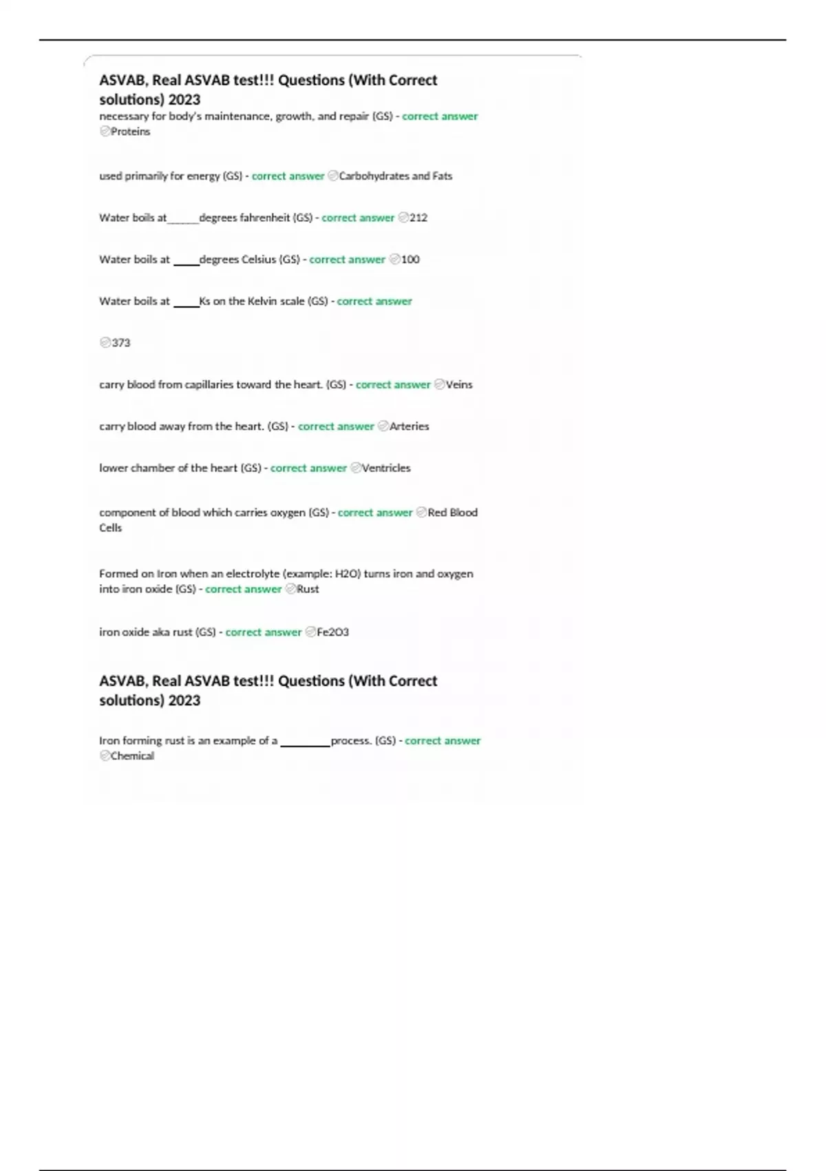 ASVAB, Real ASVAB test!!! Questions (With Correct solutions) 2023 ...