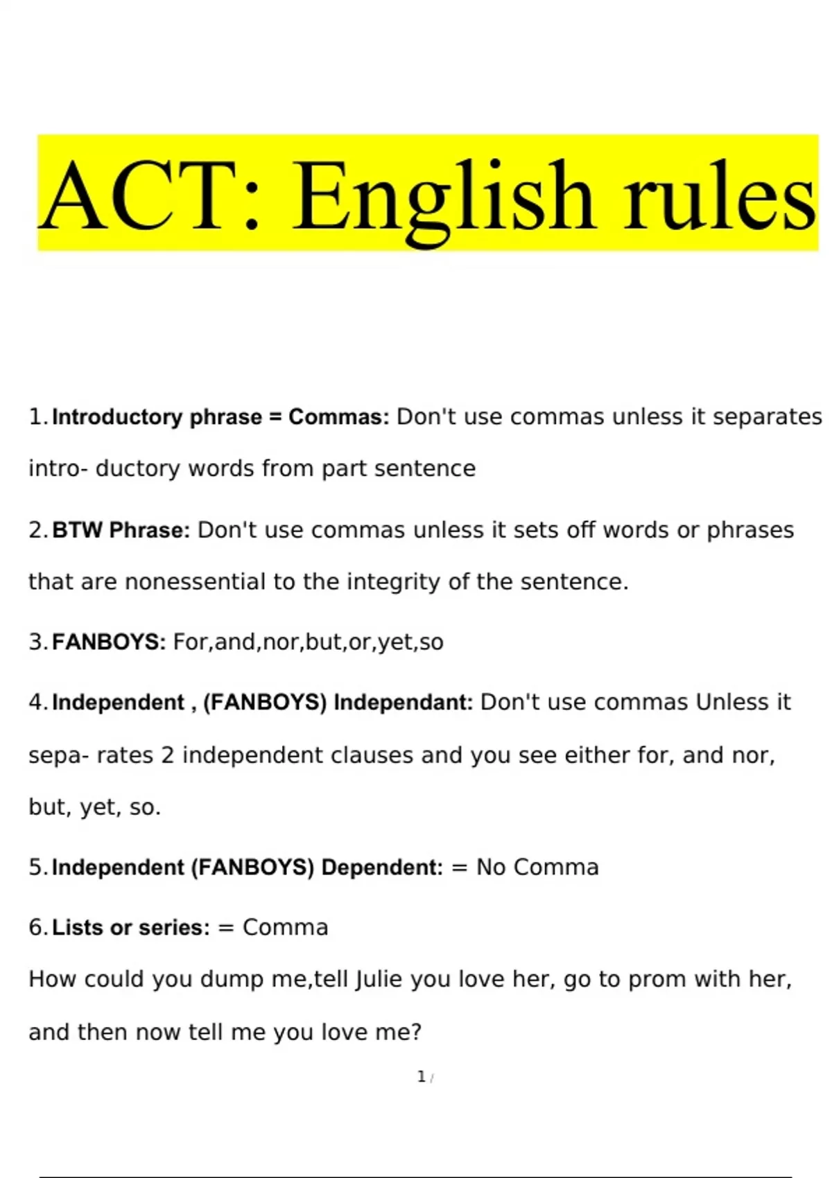 ACT: English rules Exam Questions and Answers (2024 / 2025) (Verified Answers) - ACT English ...