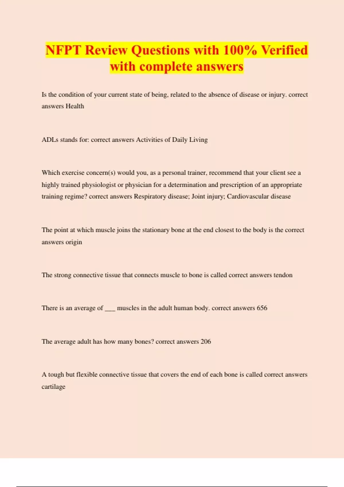 NFPT Review Questions with 100% Verified with complete answers - NFPT ...