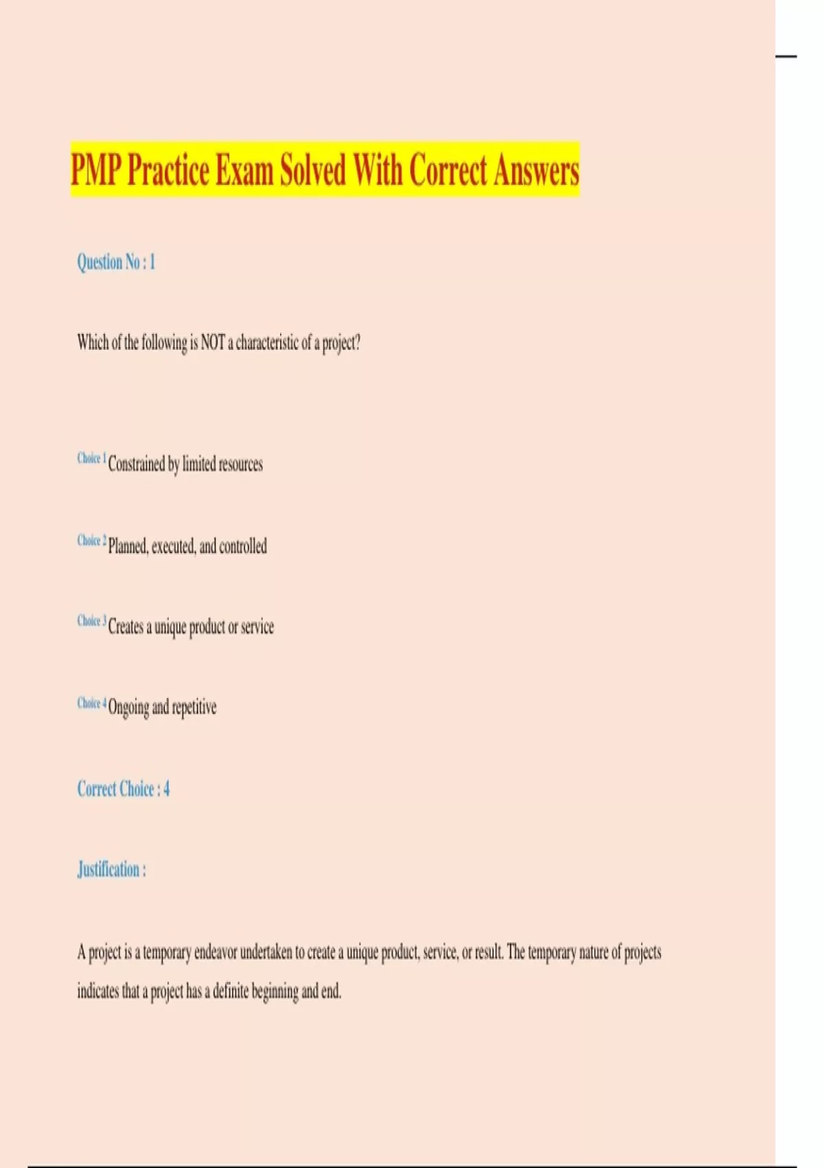 PMP Practice Exam Solved With Correct Answers - PMP - Stuvia US