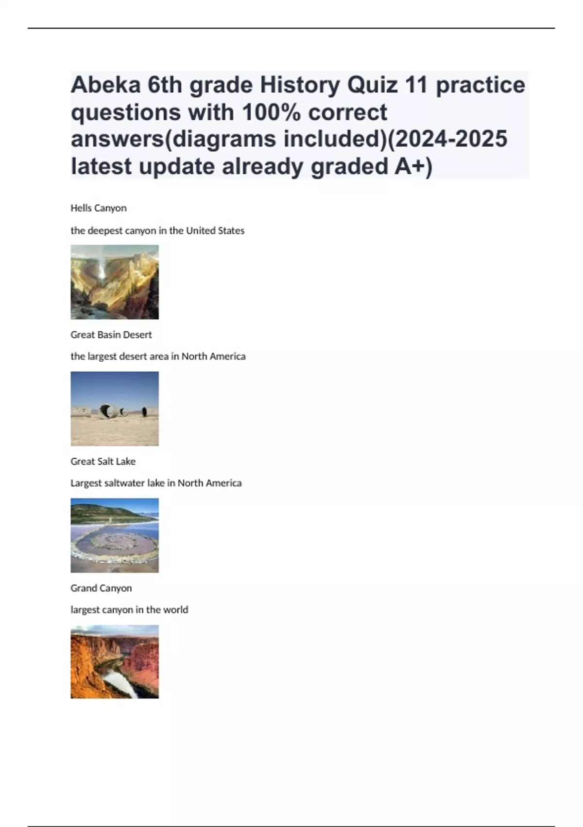 Abeka 6th grade History Quiz 11 practice questions with 100% correct ...