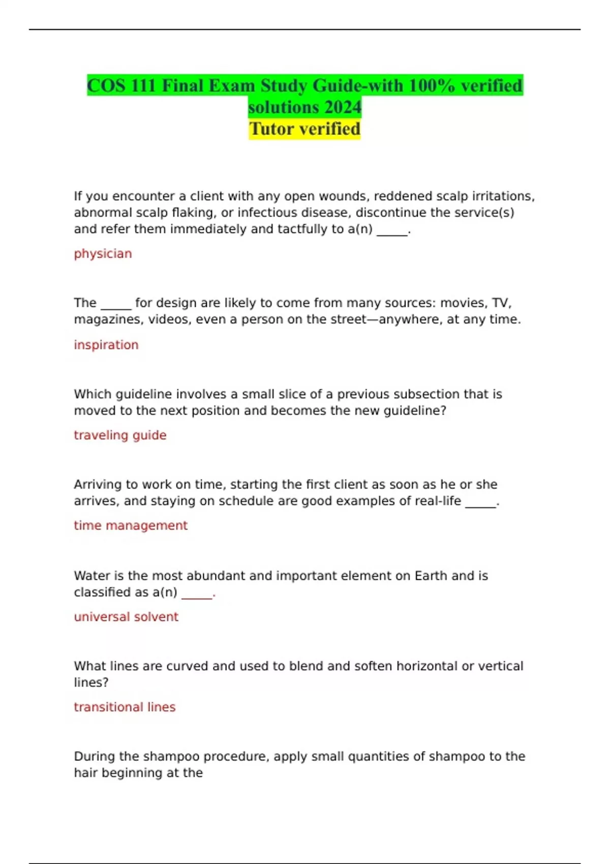 COS 111 Final Exam Study Guide-with 100% verified solutions 2024 - COS 111 - Stuvia US