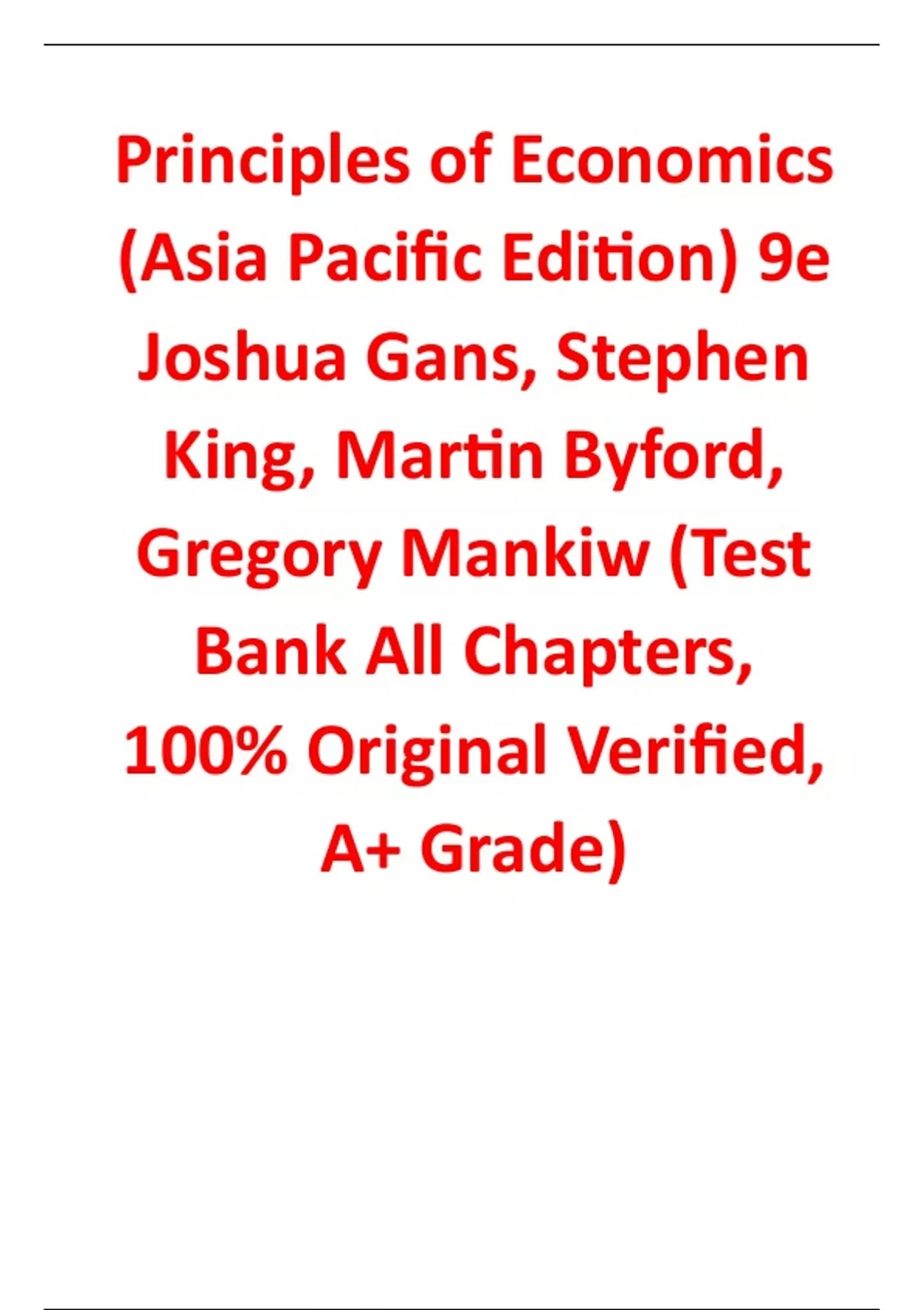 Test Bank for Principles of Economics (Asia Pacific Edition) 9th ...