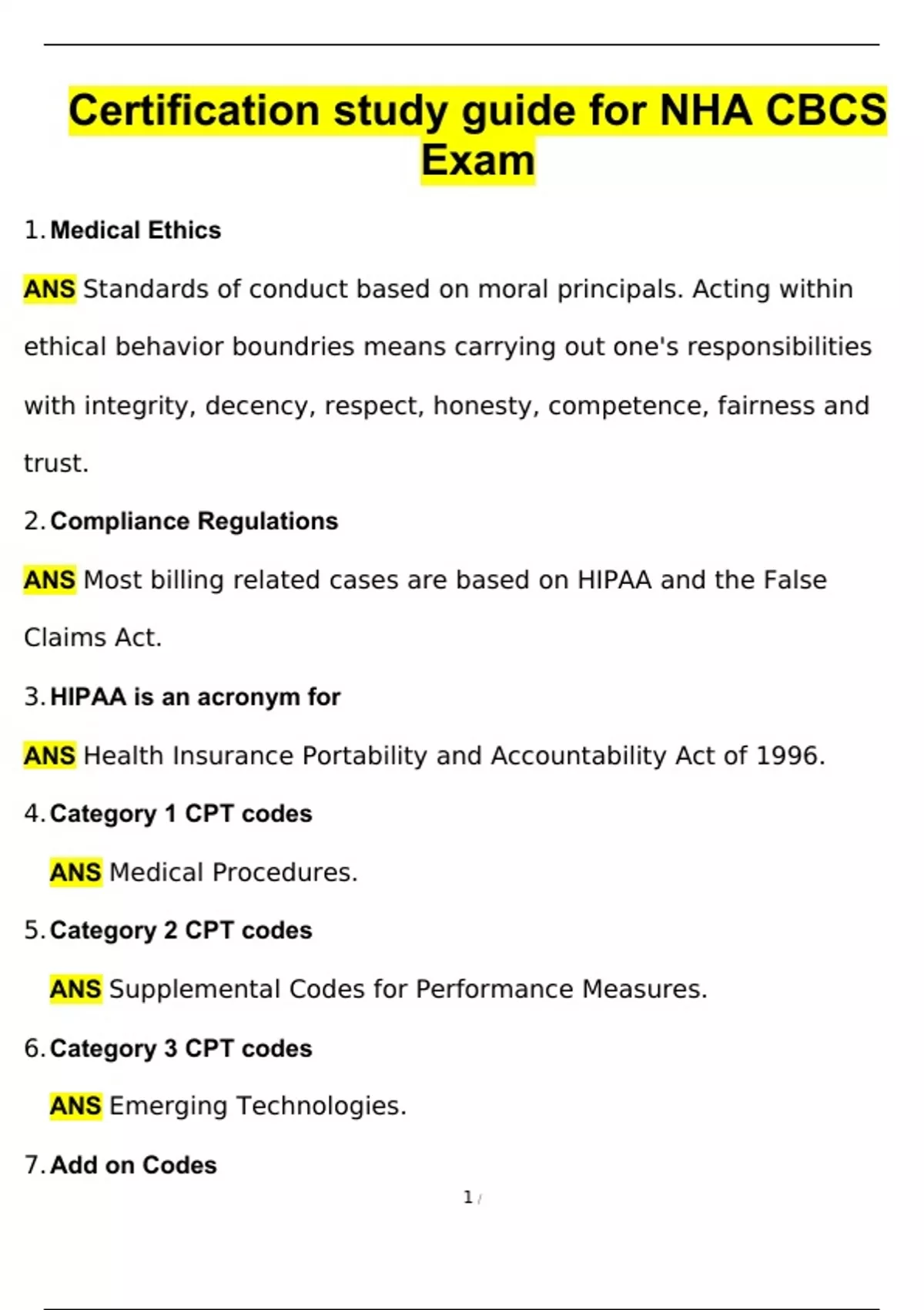 NHA CBCS Exams BUNDLED 2025 NHA - Certified Billing and Coding ...