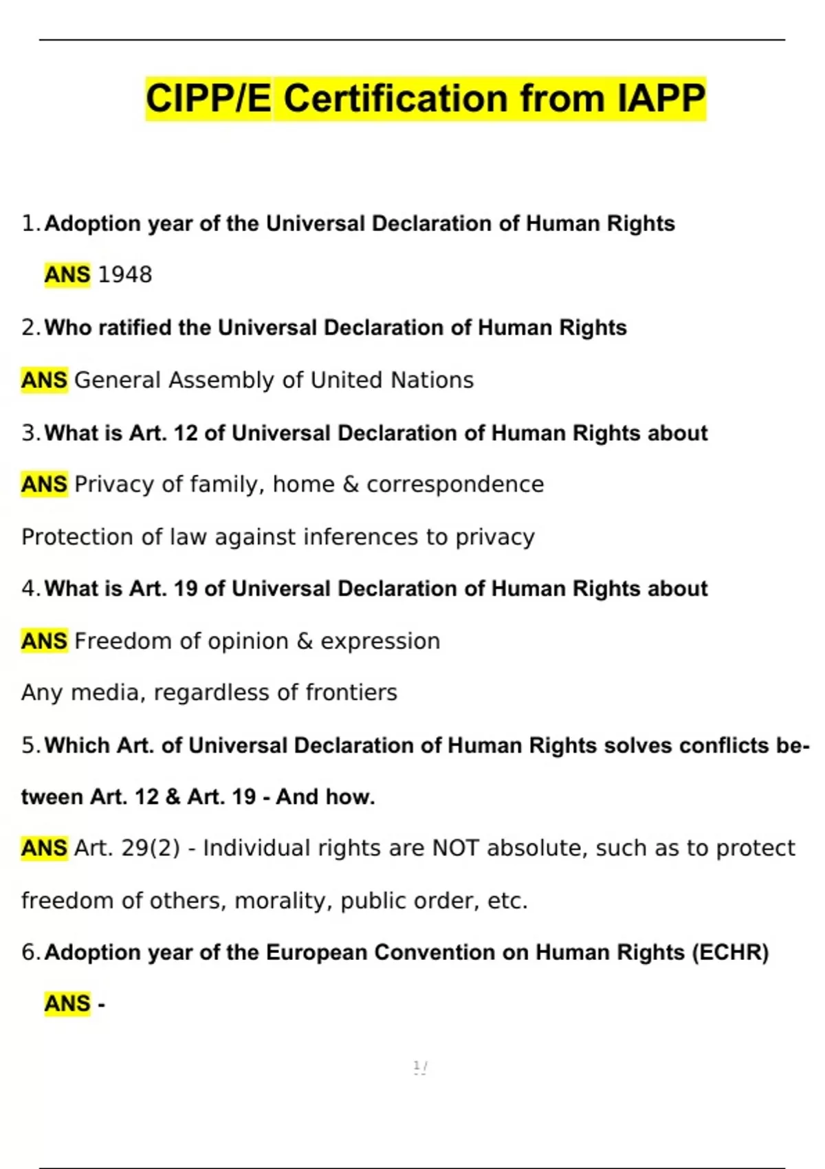 CIPP-E Certification from IAPP 2025 Questions & Answers Verified Complete Answers - CIPP/E ...