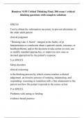 Hondros N155 Critical Thinking Final, 200 exam 1 critical thinking questions with complete ...