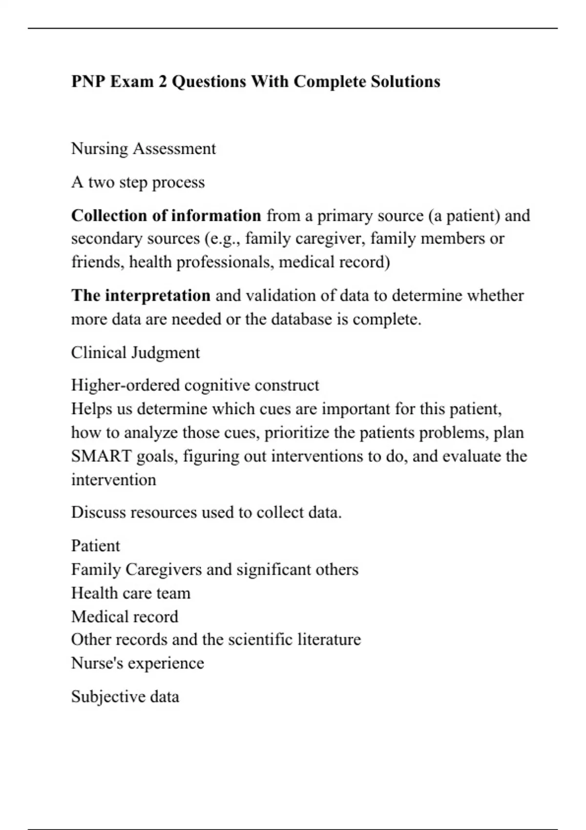 PNP Exam 2 Questions With Complete Solutions - Pnp - Stuvia UK