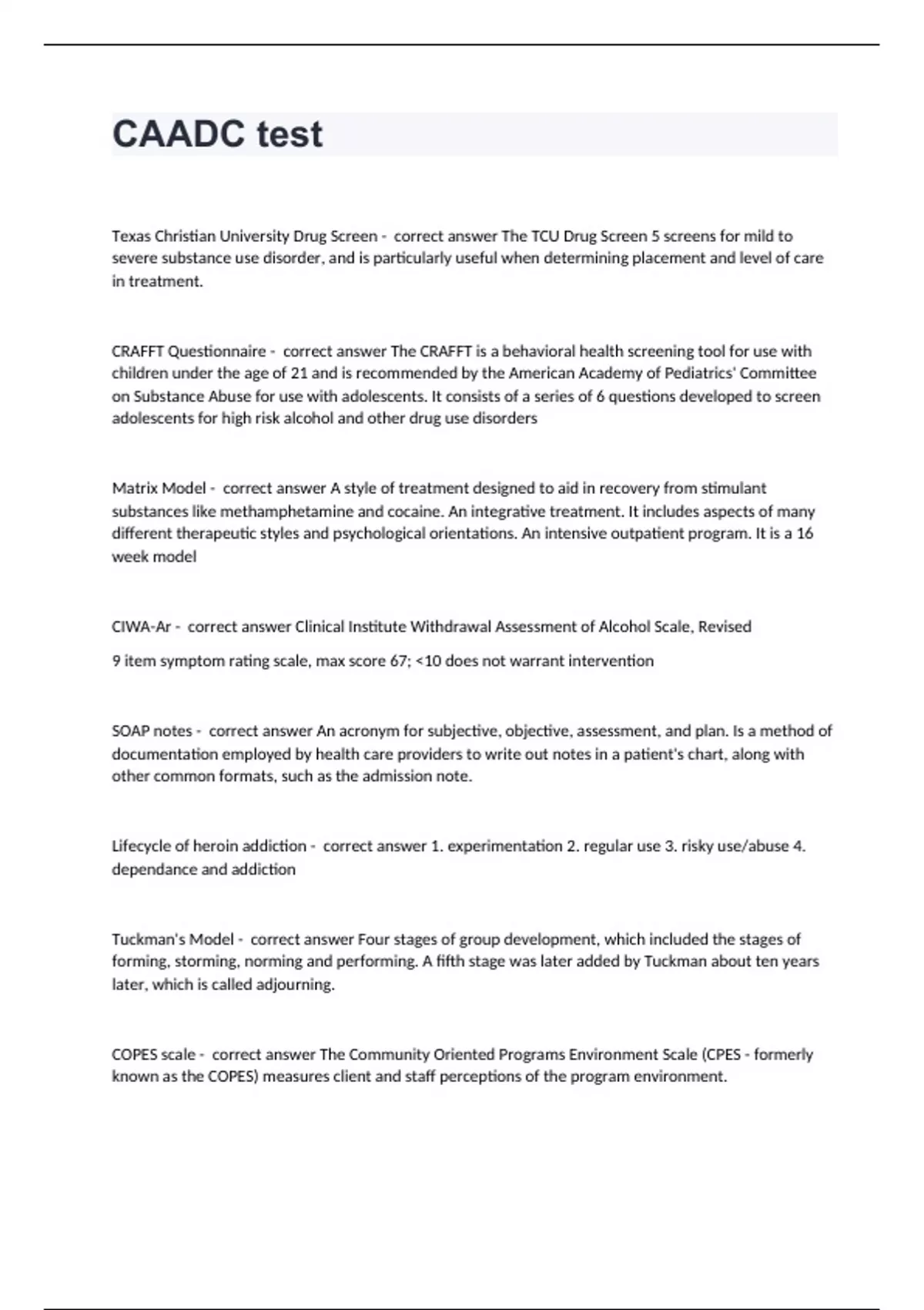 CAADC test Question and answers correctly solved 2024 - CAADC - Stuvia US