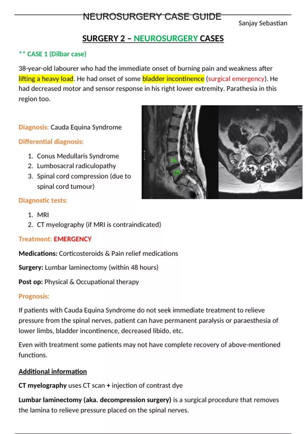 NEUROSURGERY CASE GUIDE SURGERY 2 – NEUROSURGERY CASES WITH COMPLETE ...